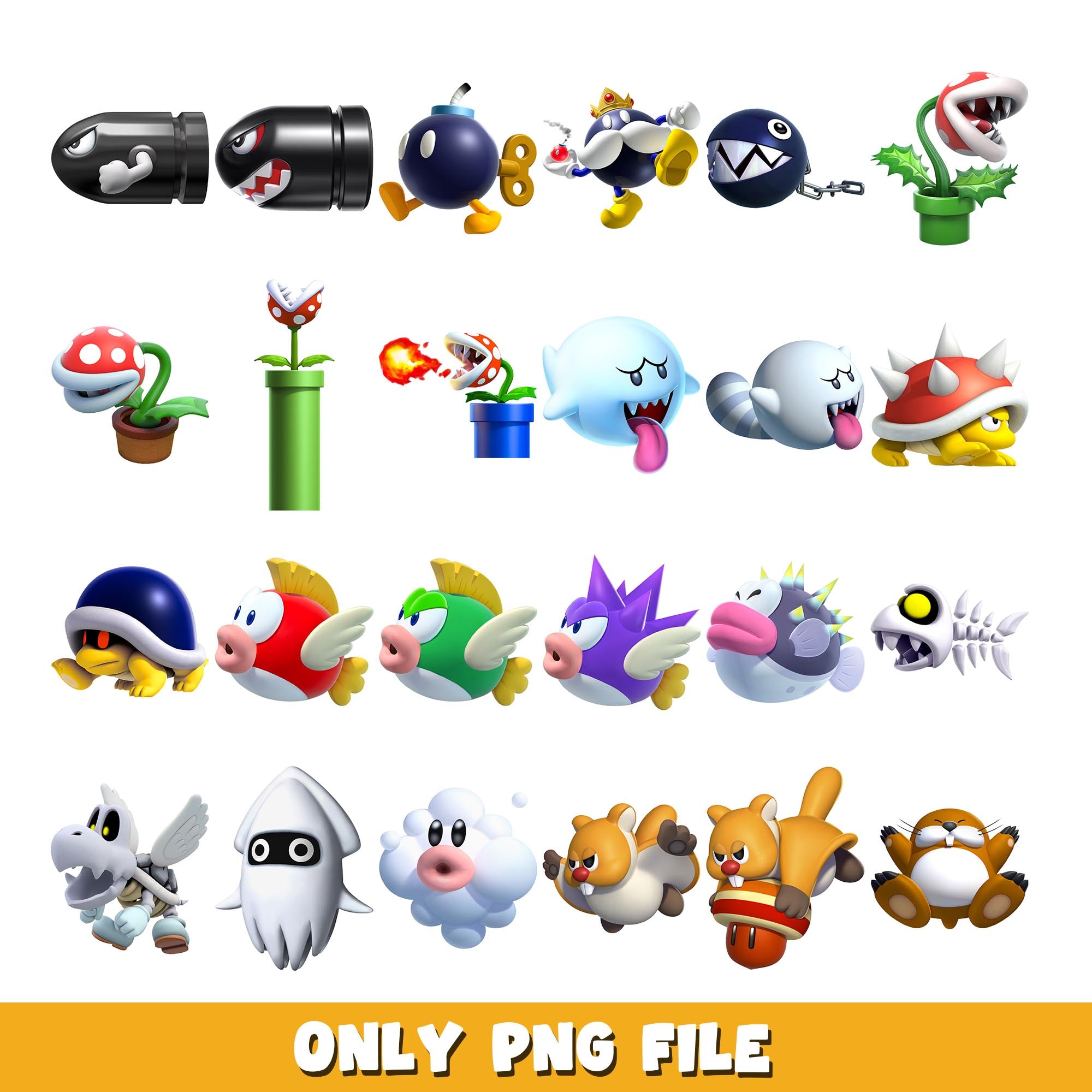 Super Mario cute characters png, Super Mario bundle png, cartoon png ...