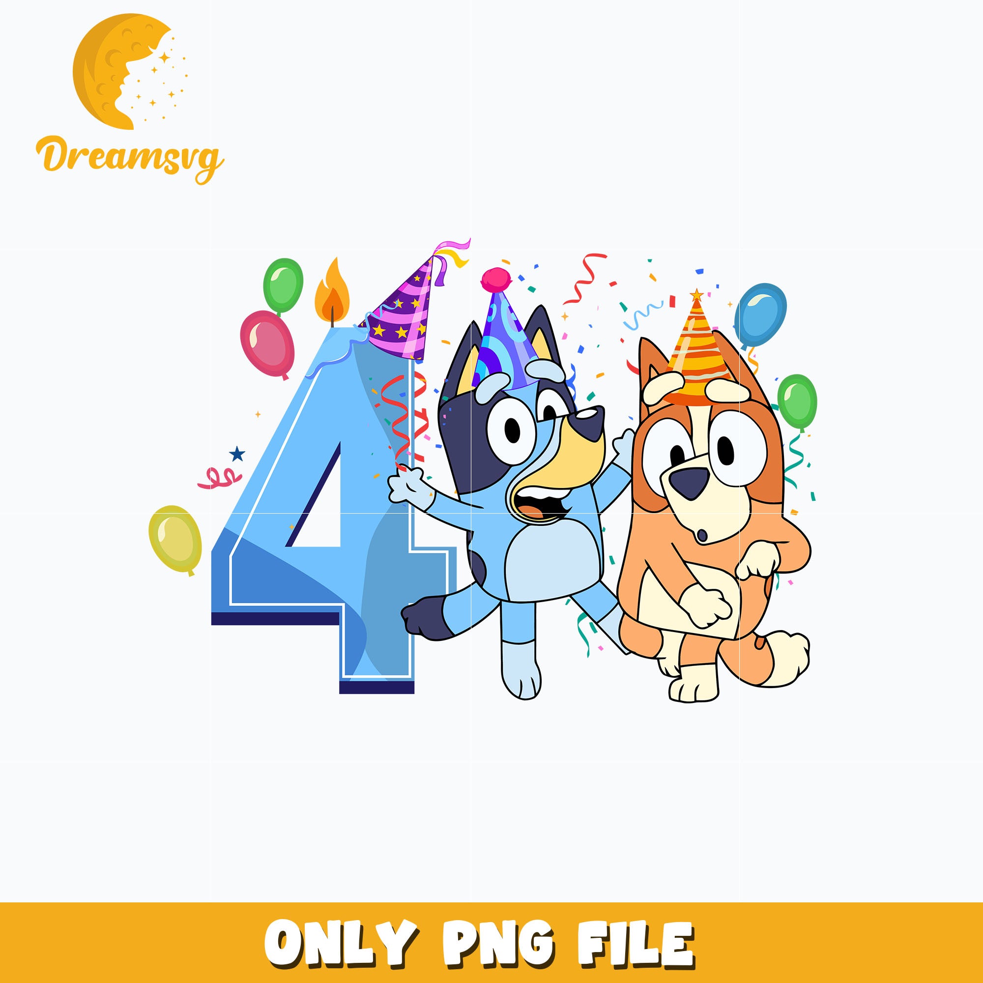 Bluey bingo blue 4th birthday png – DreamSVG Store