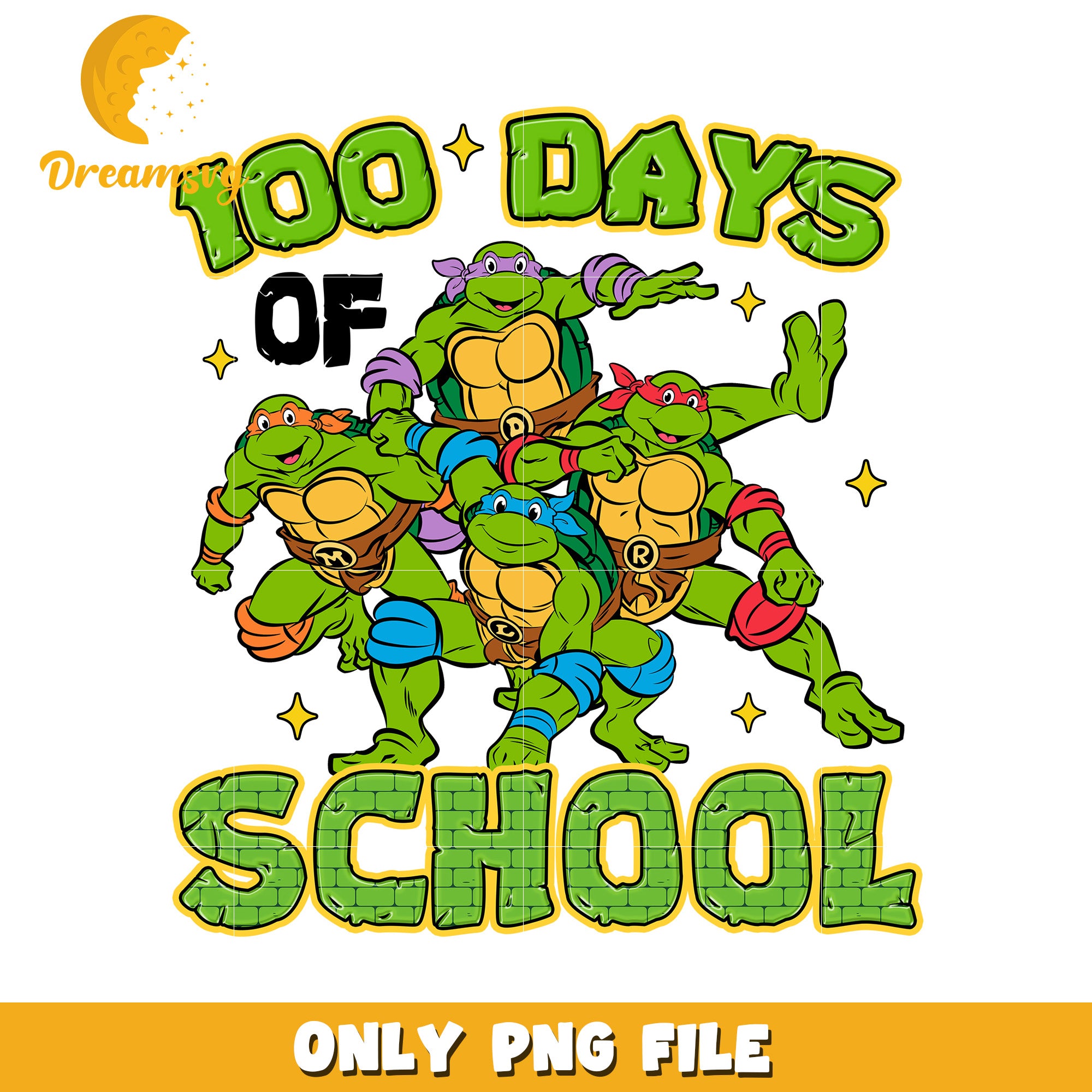 Teenage Mutant Ninja Turtles 100 Days of School PNG – DreamSVG Store