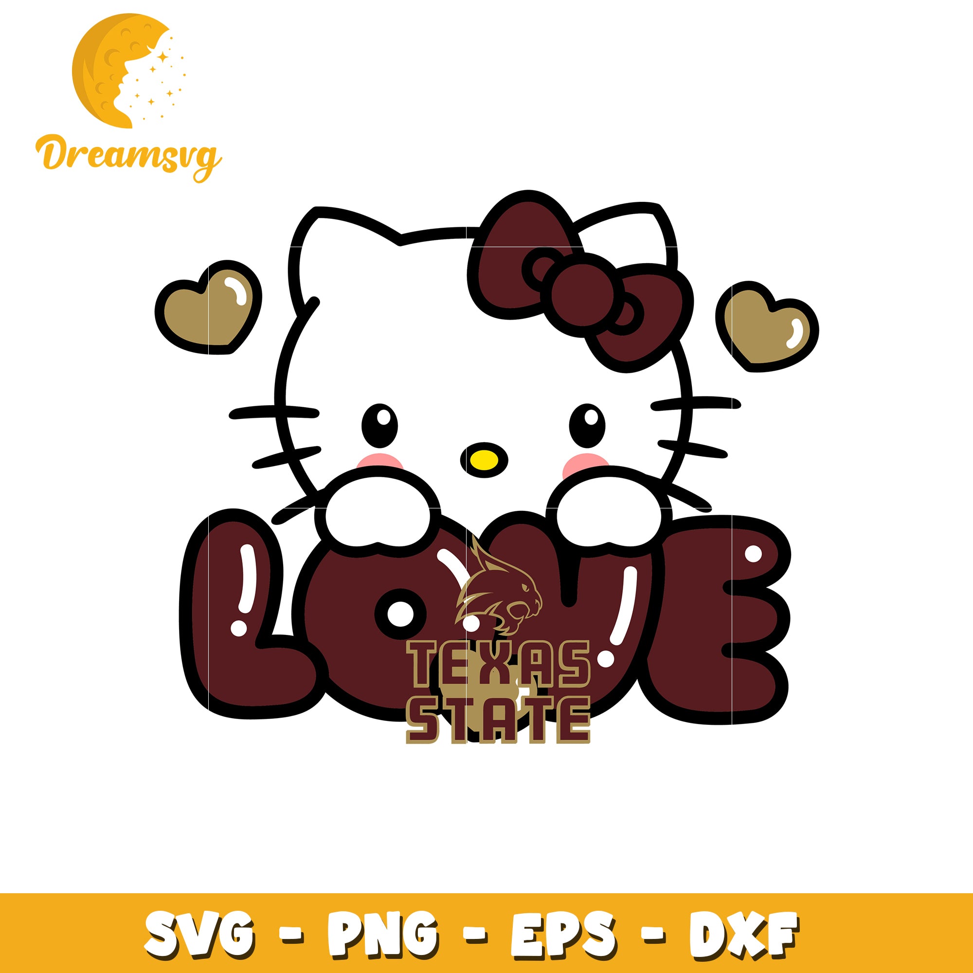 Texas State Hello Kitty Love SVG – DreamSVG Store