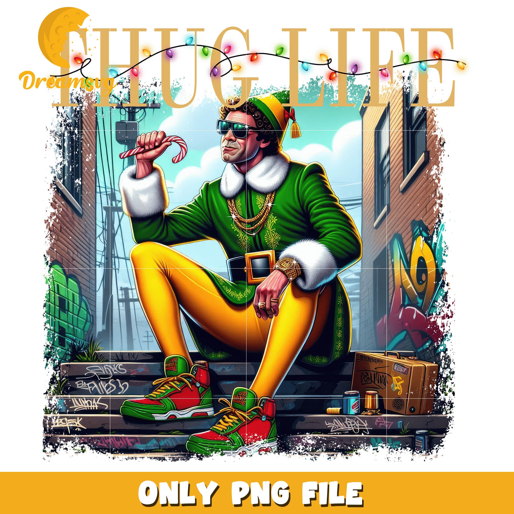 Thug life elf man christmas png, elf-man png, man elf costume png ...