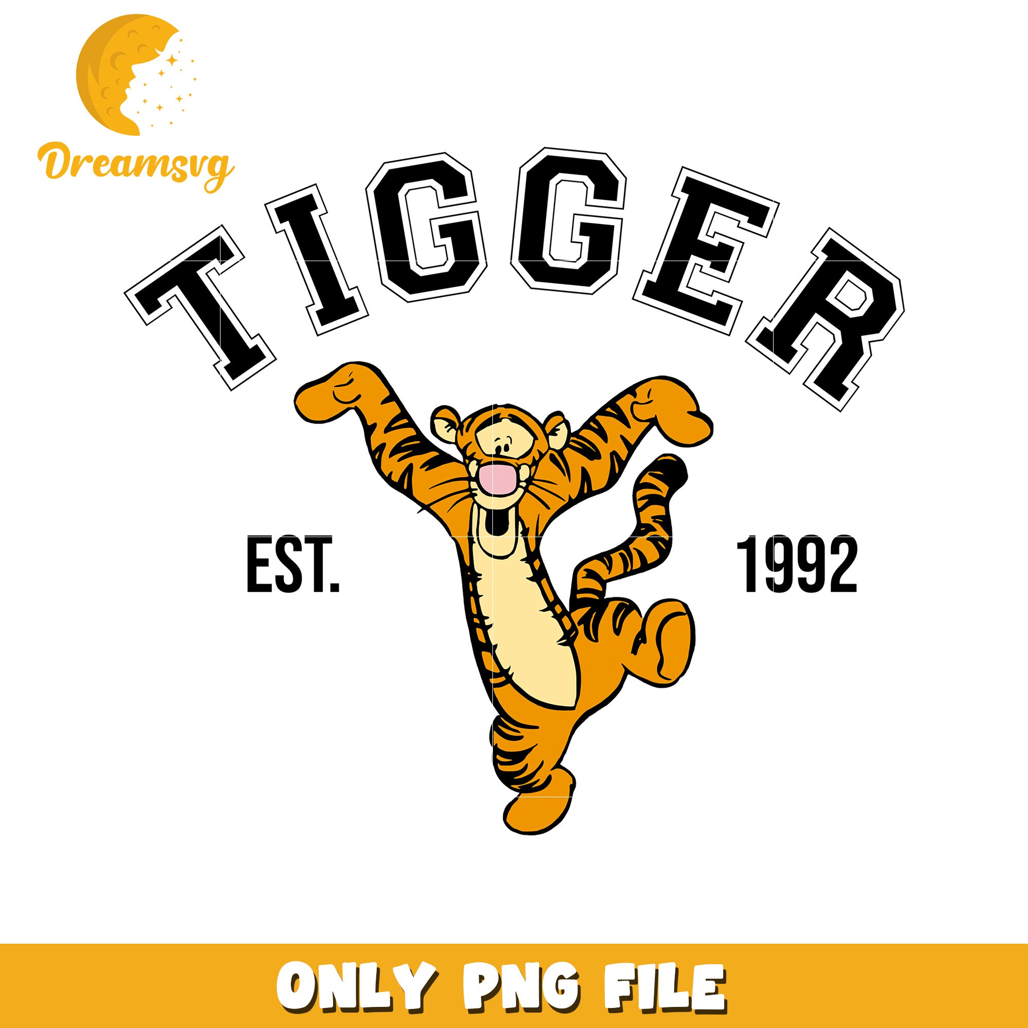 Tigger Character PNG Design Fun Vintage Style 1992 – DreamSVG Store