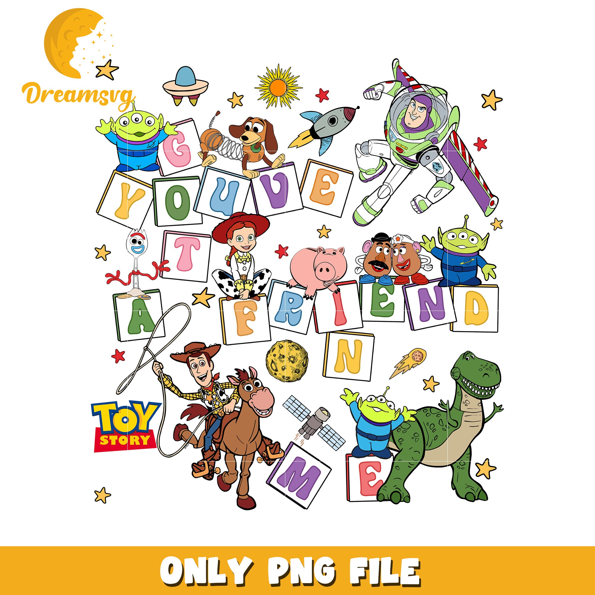 Toy Story Friends PNG File Colorful Cartoon Design – DreamSVG Store
