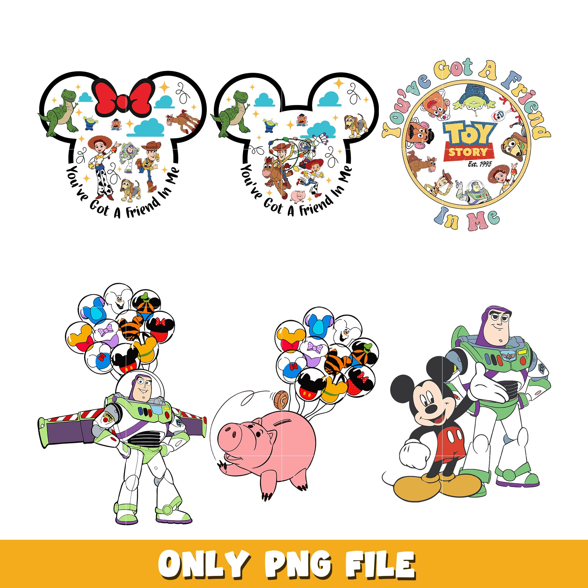 Retro Toy Story Friends bundle png, Toy Story png, Disney cartoon png ...