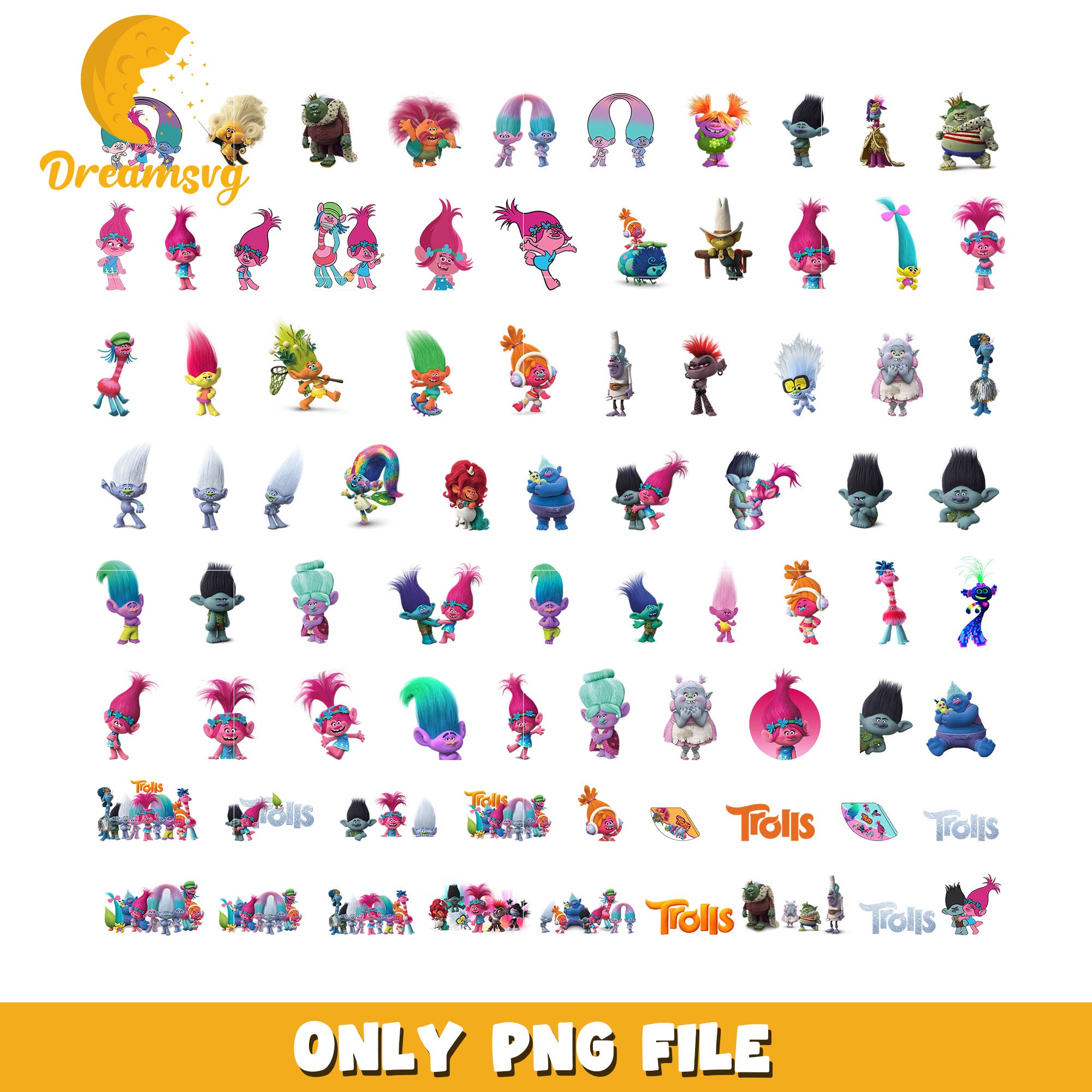 Troll cartoon characters bundle png, trolls the cartoon png – DreamSVG ...