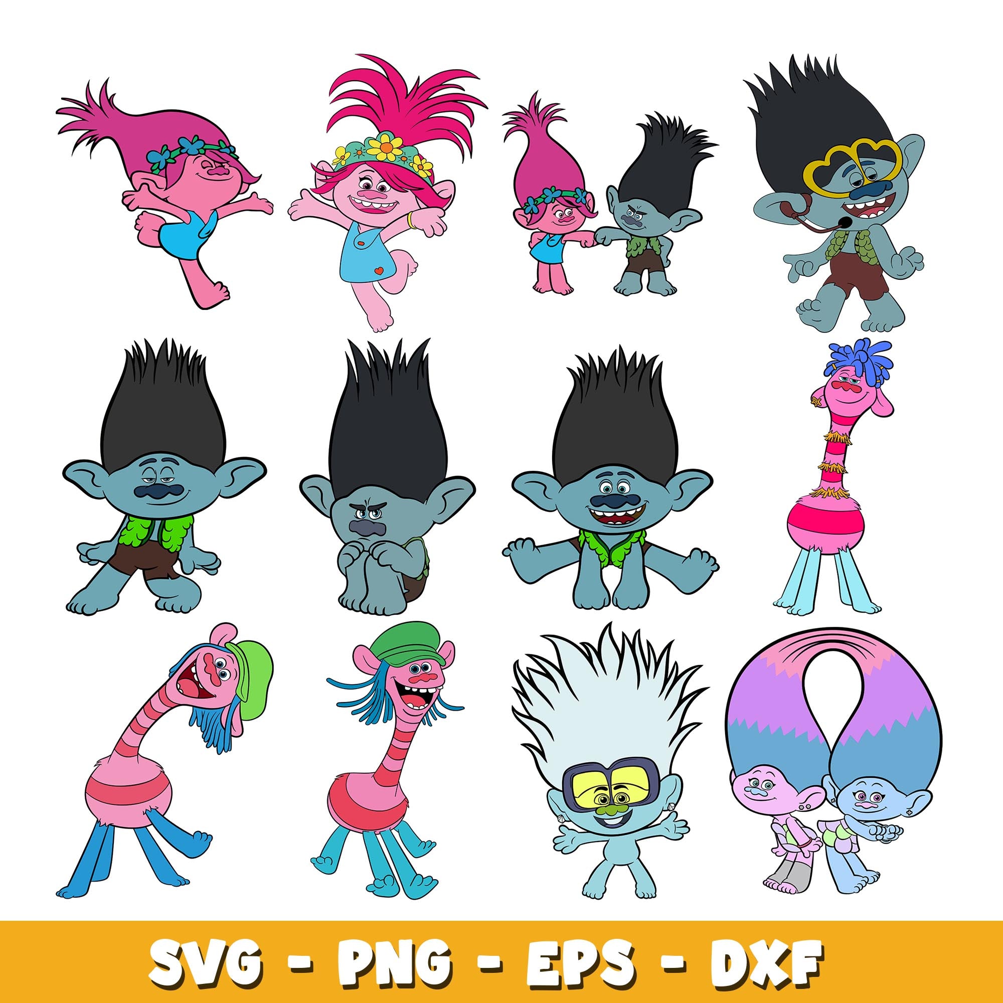Trolls Cartoon Characters svg, Trolls 5-Minute Stories bundle svg, car ...
