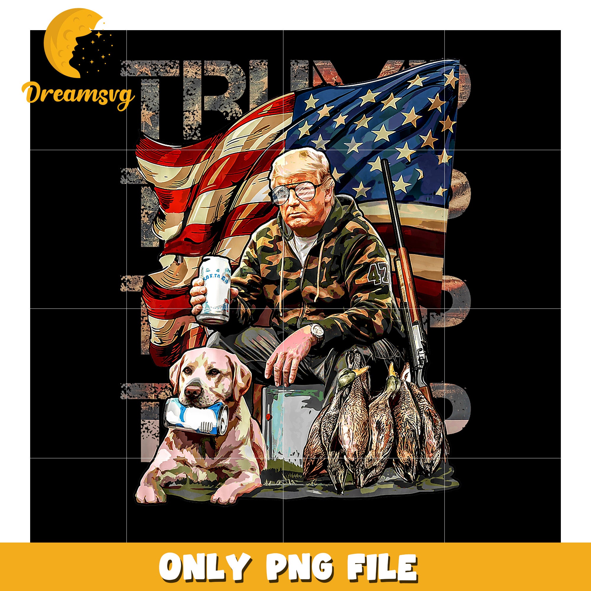 Trump Hunting Dog PNG Sublimation Design – DreamSVG Store