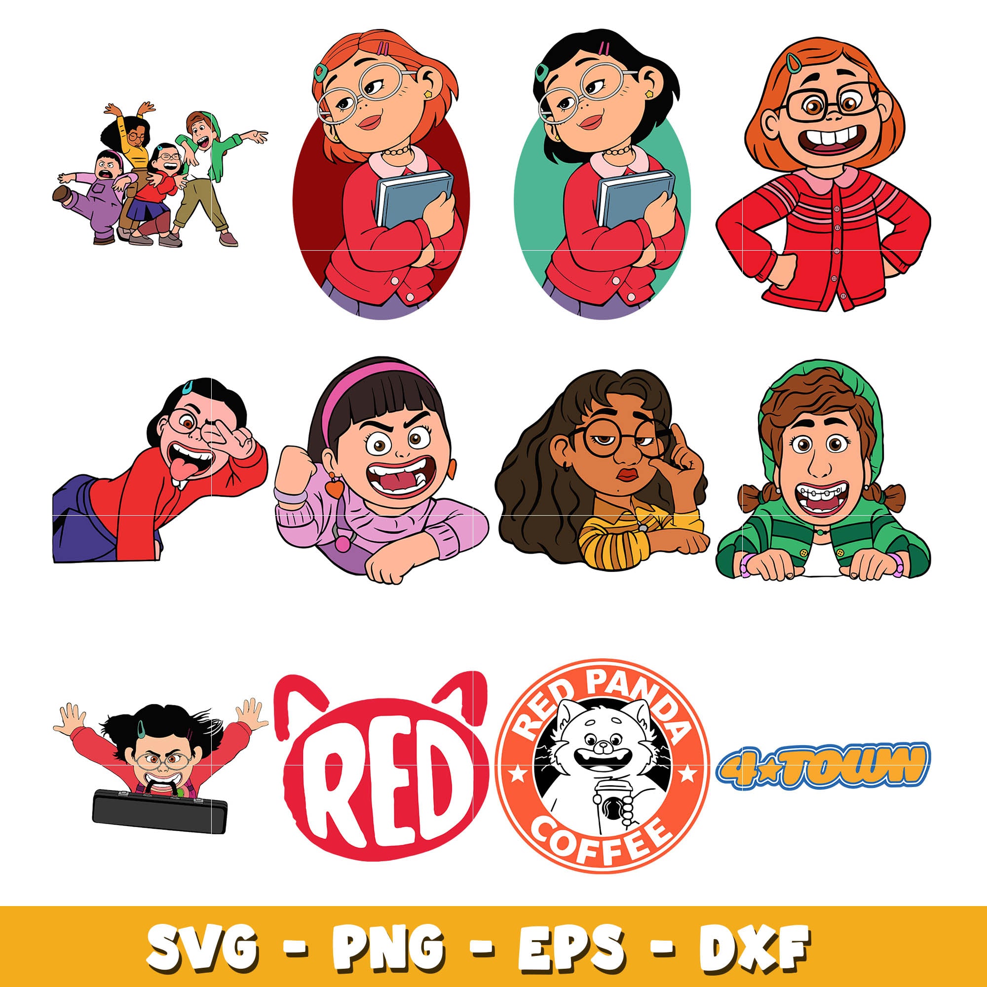 Disney Turning red characters and symbol bundle svg, Disney svg, Digit ...