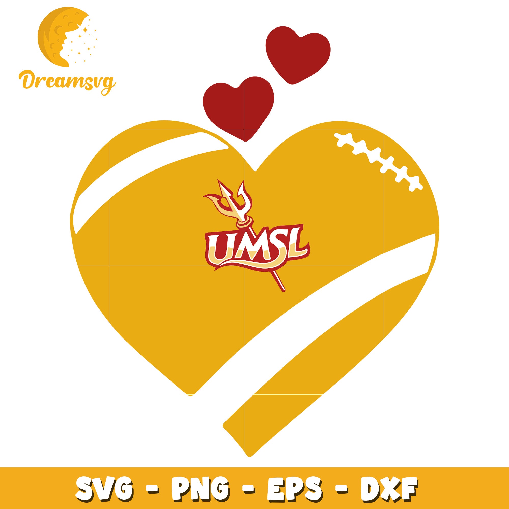 UMSL Heart Football SVG Design for Lovers of Sports and School ...