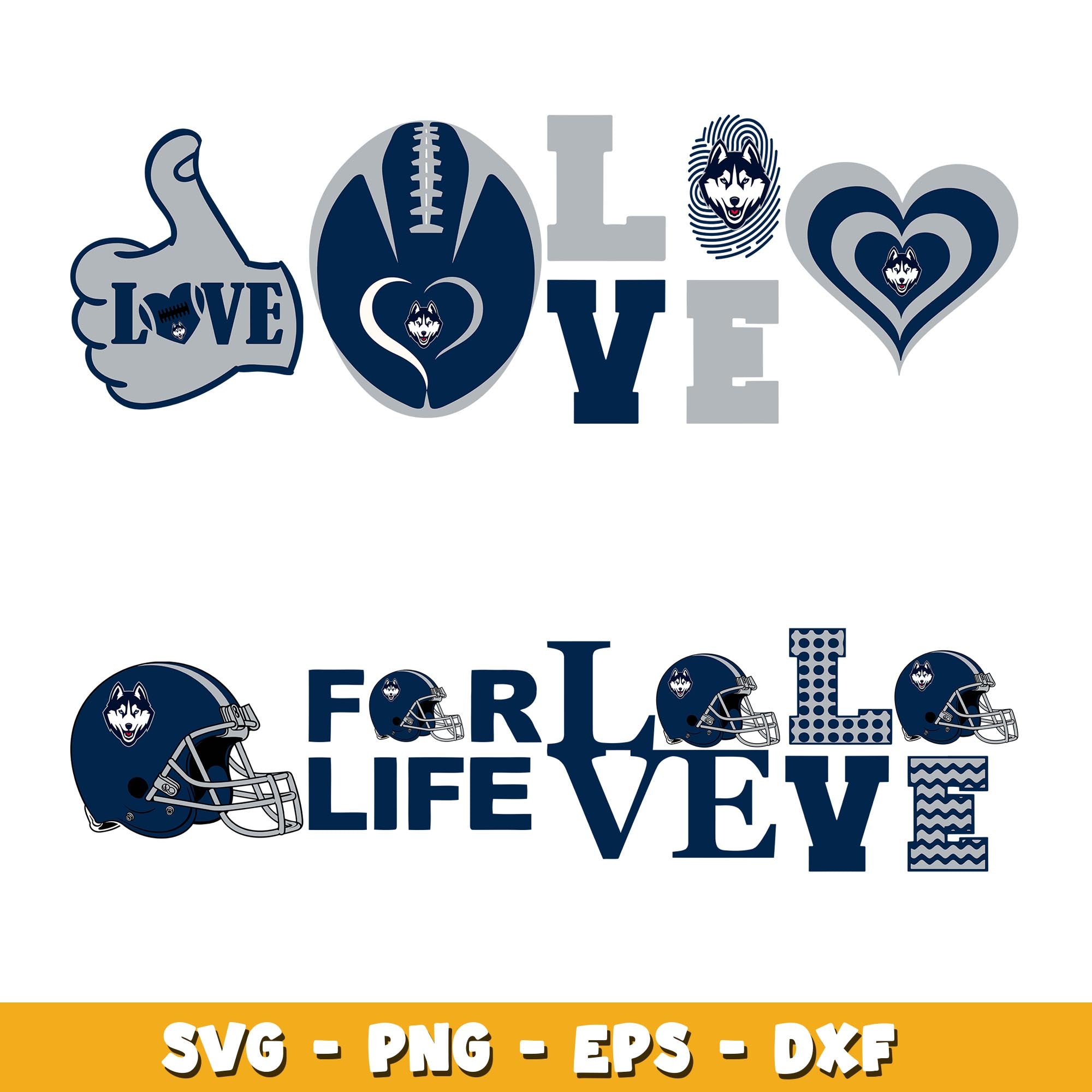 Uconn Huskies Decal love Bundle svg, Uconn Huskies Decal logo svg, nca ...