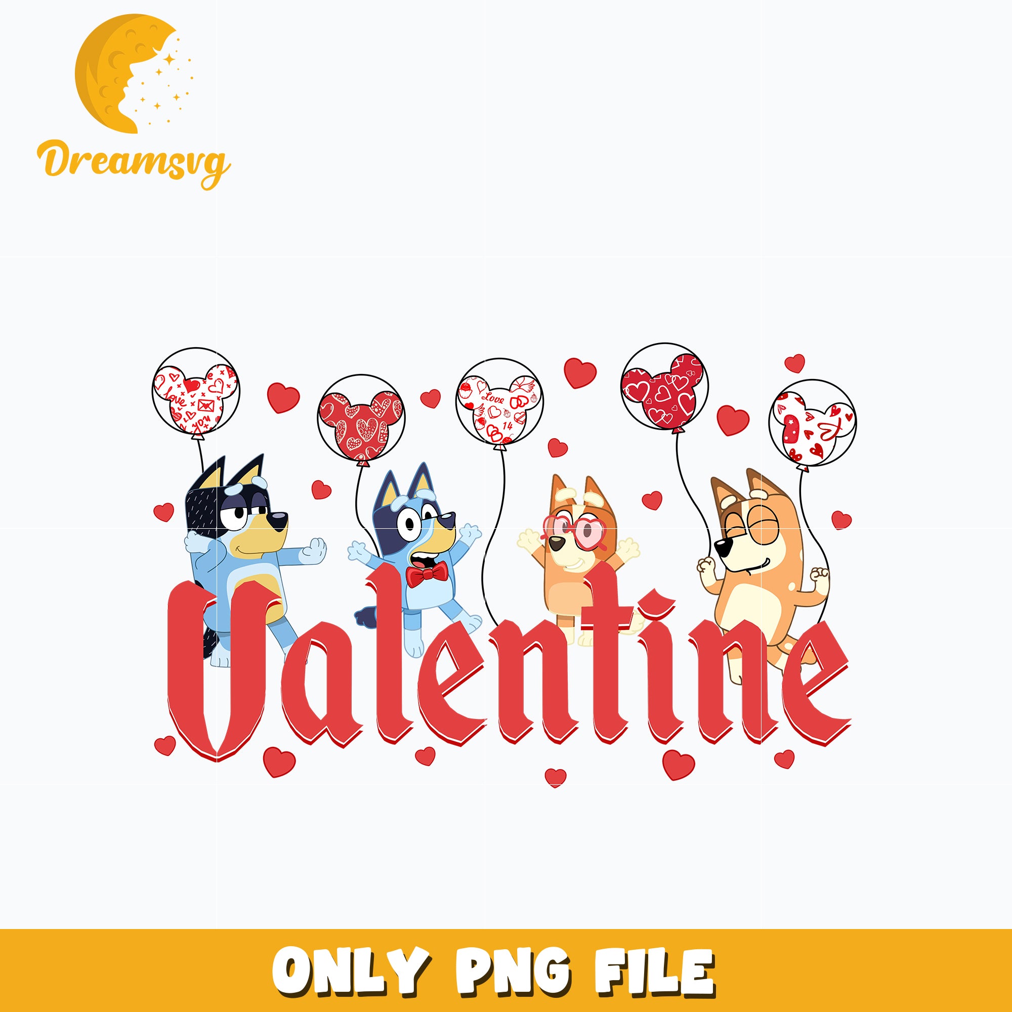 bluey and friends balloon valentine png – DreamSVG Store