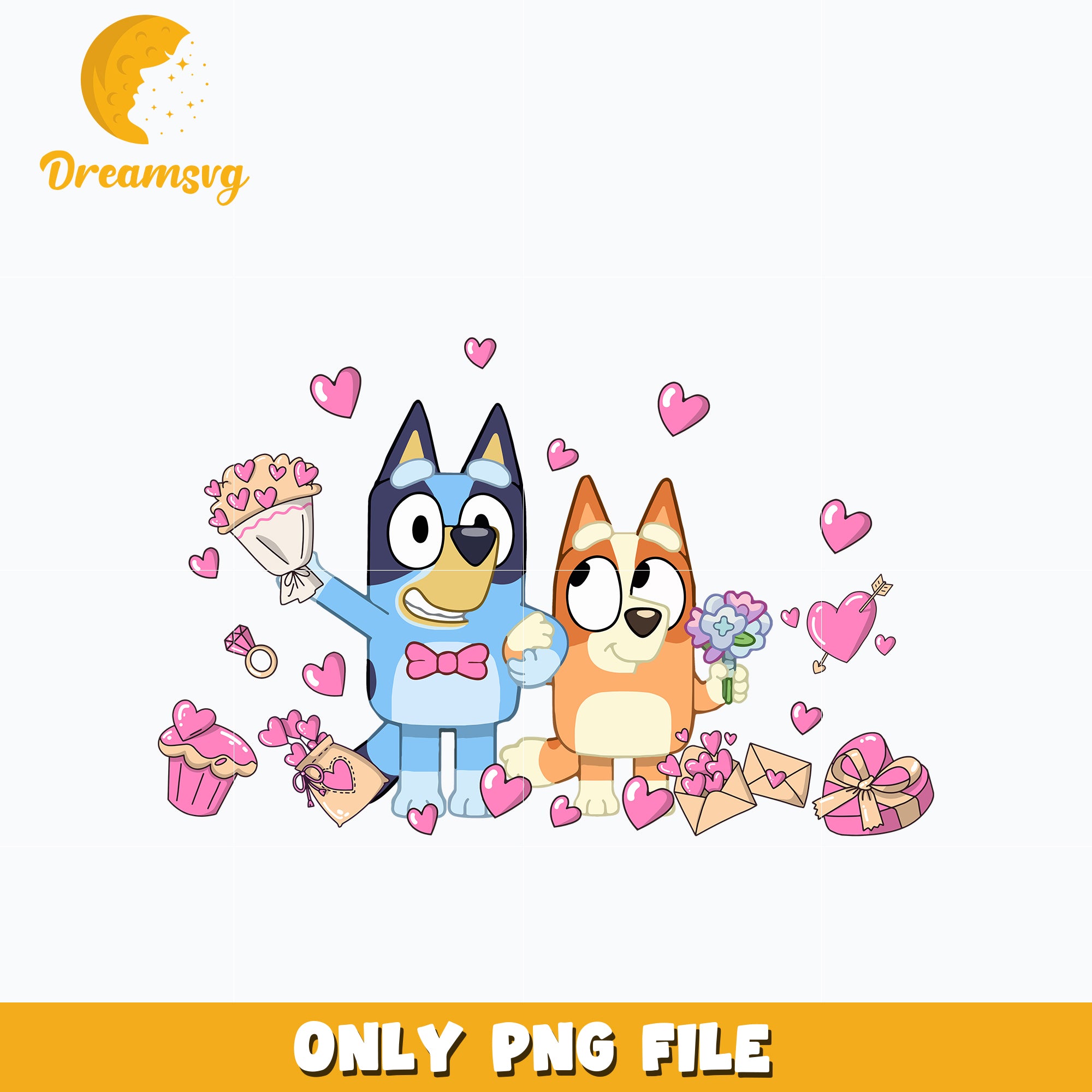Bluey and Bingo Couple Love valentine Png – DreamSVG Store