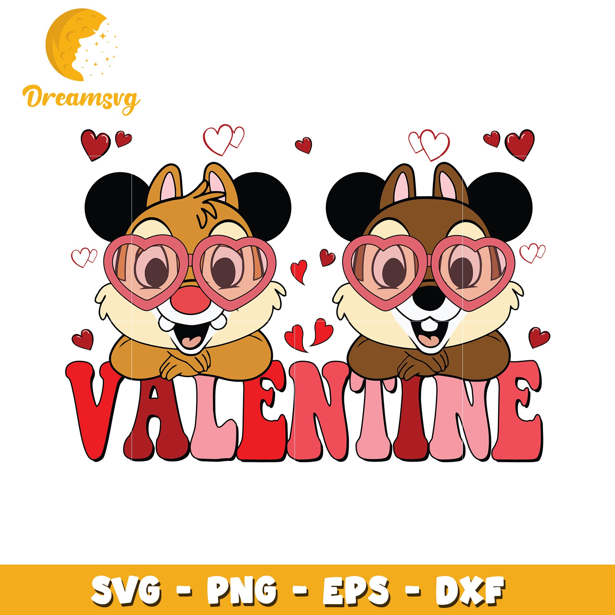 Valentine Chipmunk SVG Design Cute Love Illustration for Crafts ...