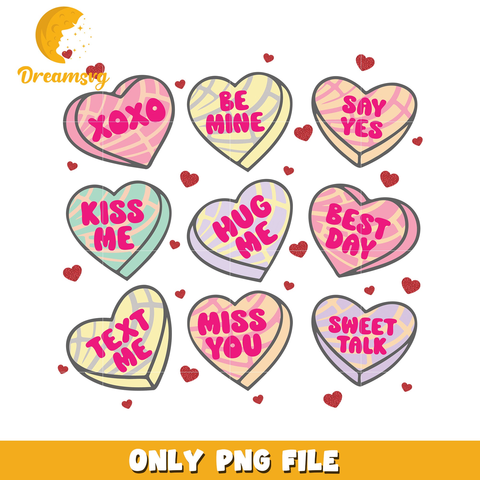 Valentines Day Candy Hearts PNG – DreamSVG Store