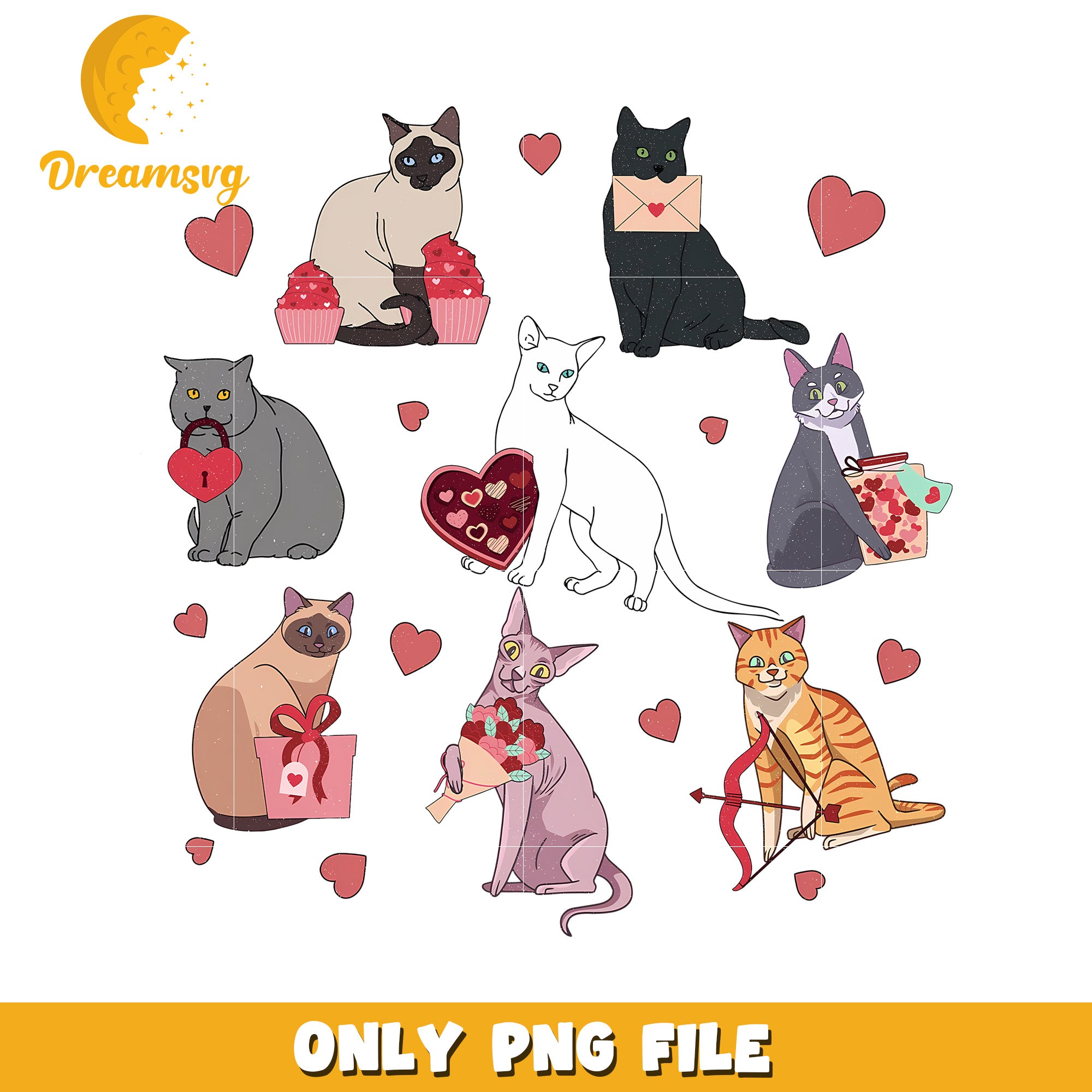 Valentines Day Cats PNG Images – DreamSVG Store