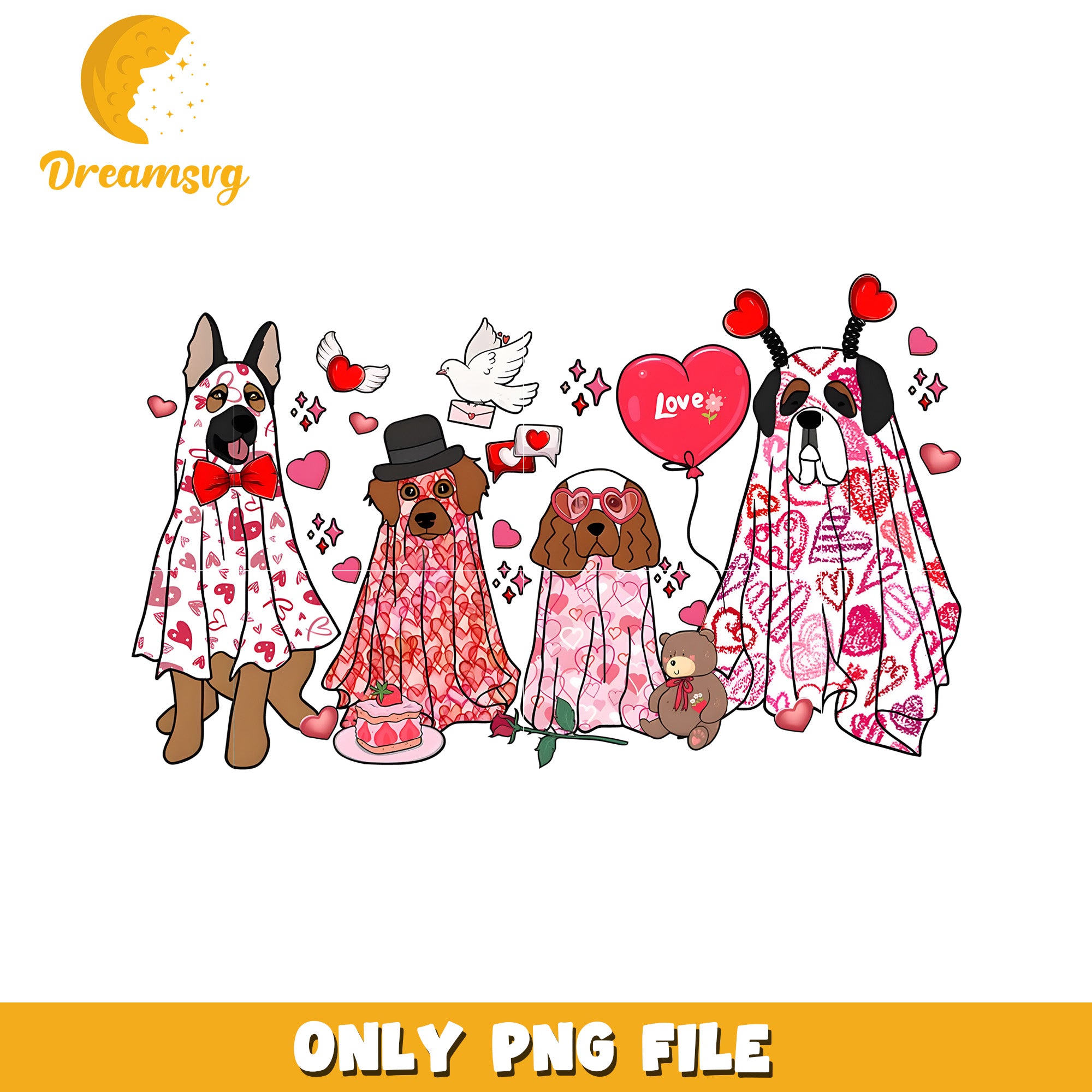 Valentines Dogs PNG Clipart – DreamSVG Store