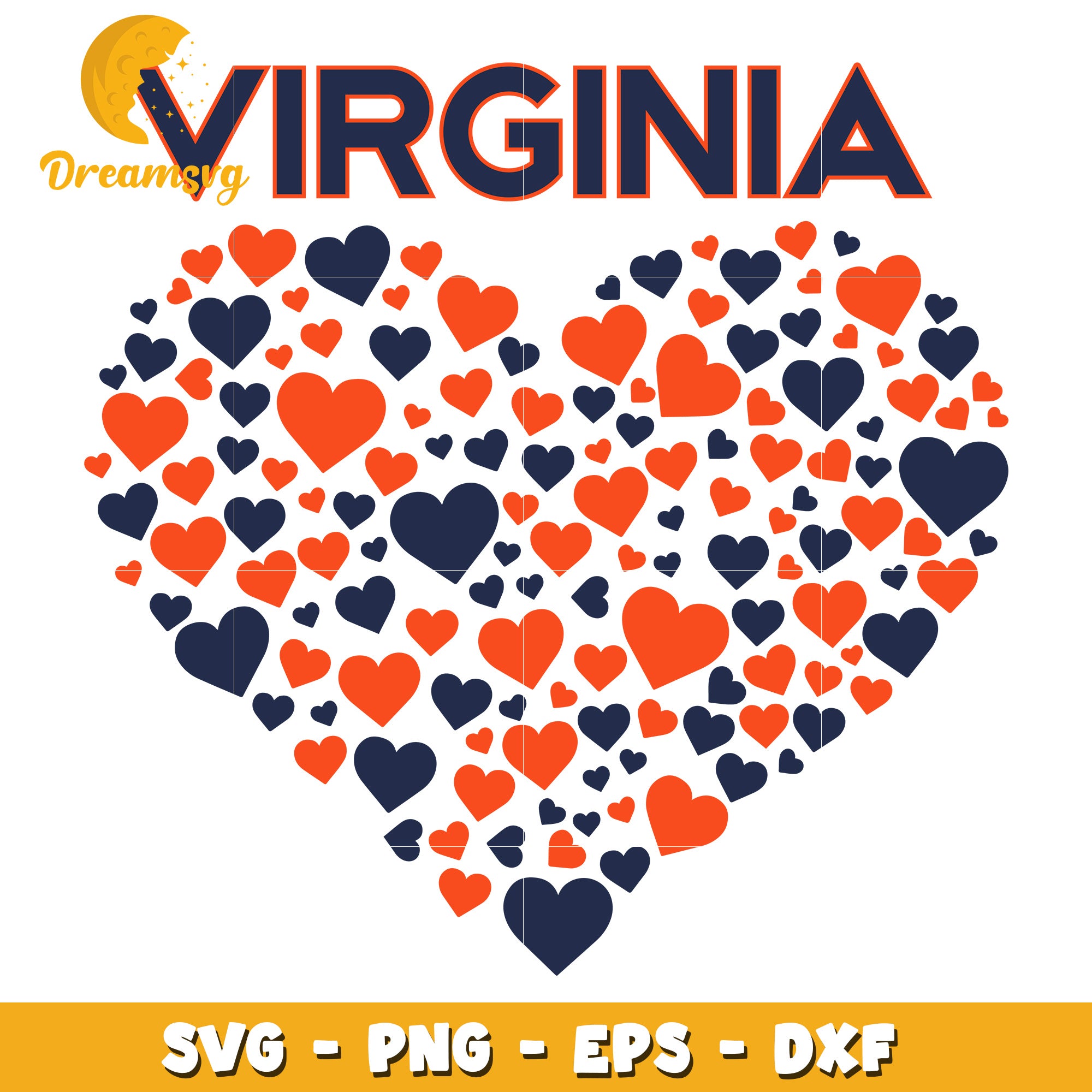 Virginia Heart SVG, PNG, EPS, DXF – DreamSVG Store