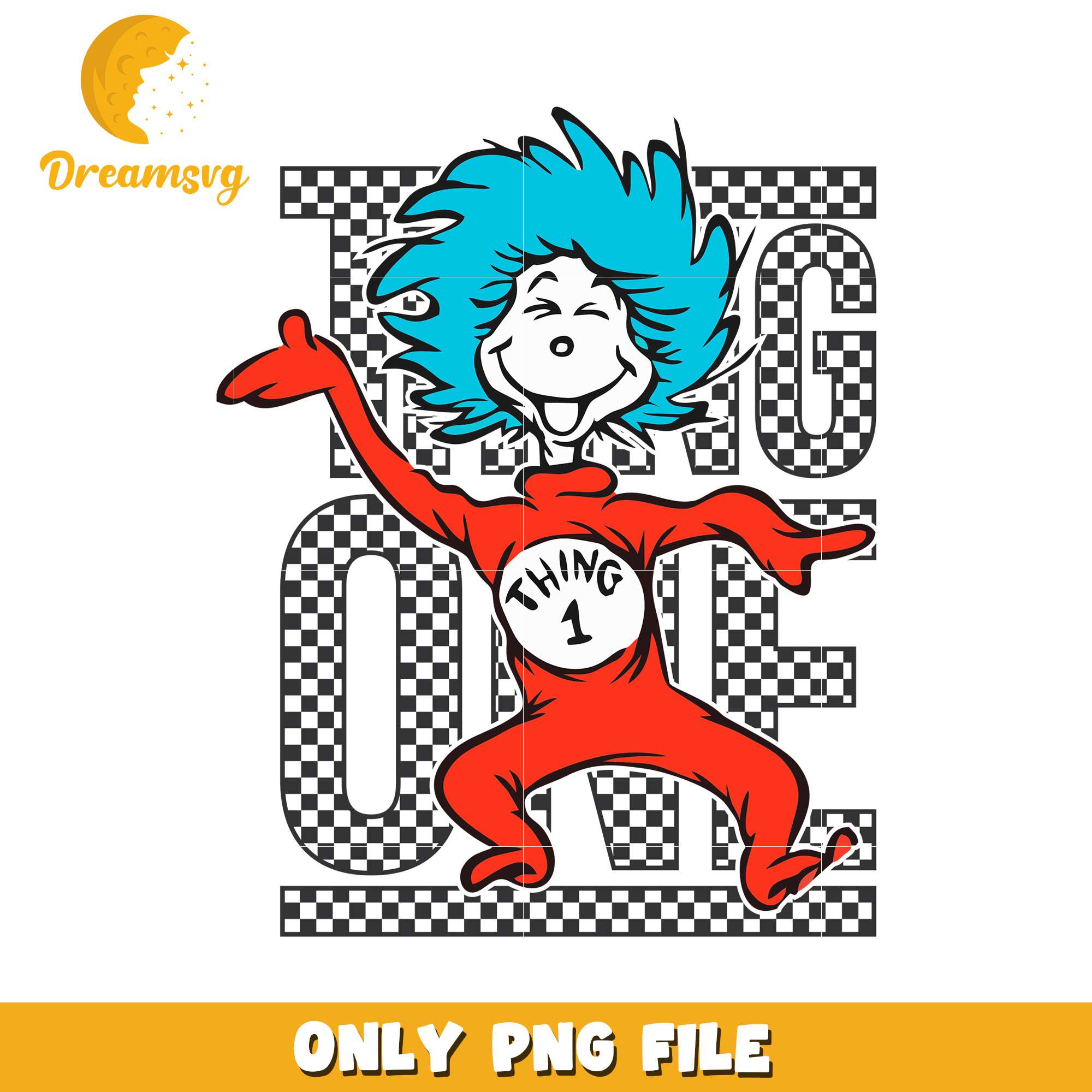 Whimsical Thing One Character Fun PNG Digital Download – DreamSVG Store