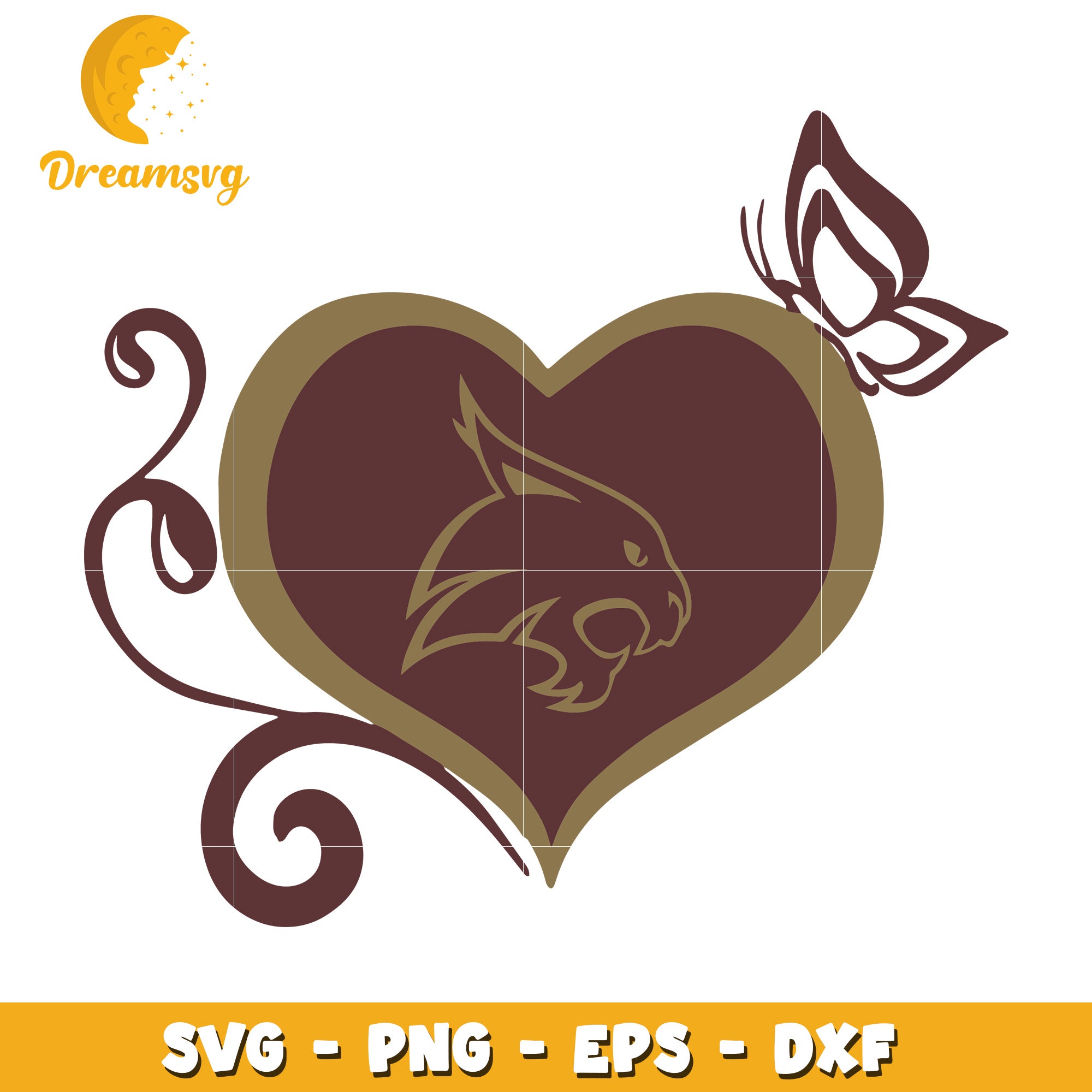 Wildcat Heart SVG Cut File PNG EPS DXF – DreamSVG Store