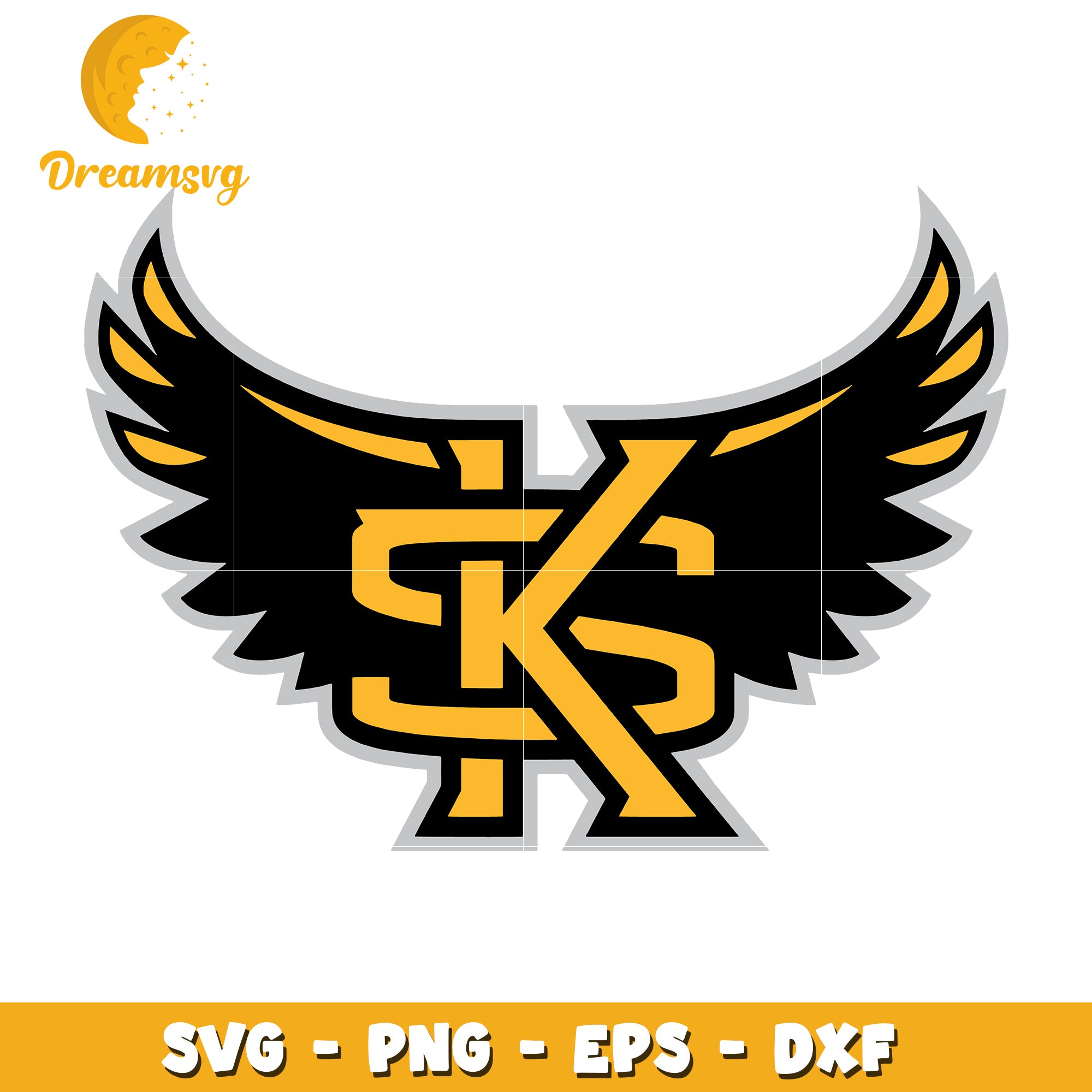 Wings SK Monogram SVG PNG EPS DXF – DreamSVG Store