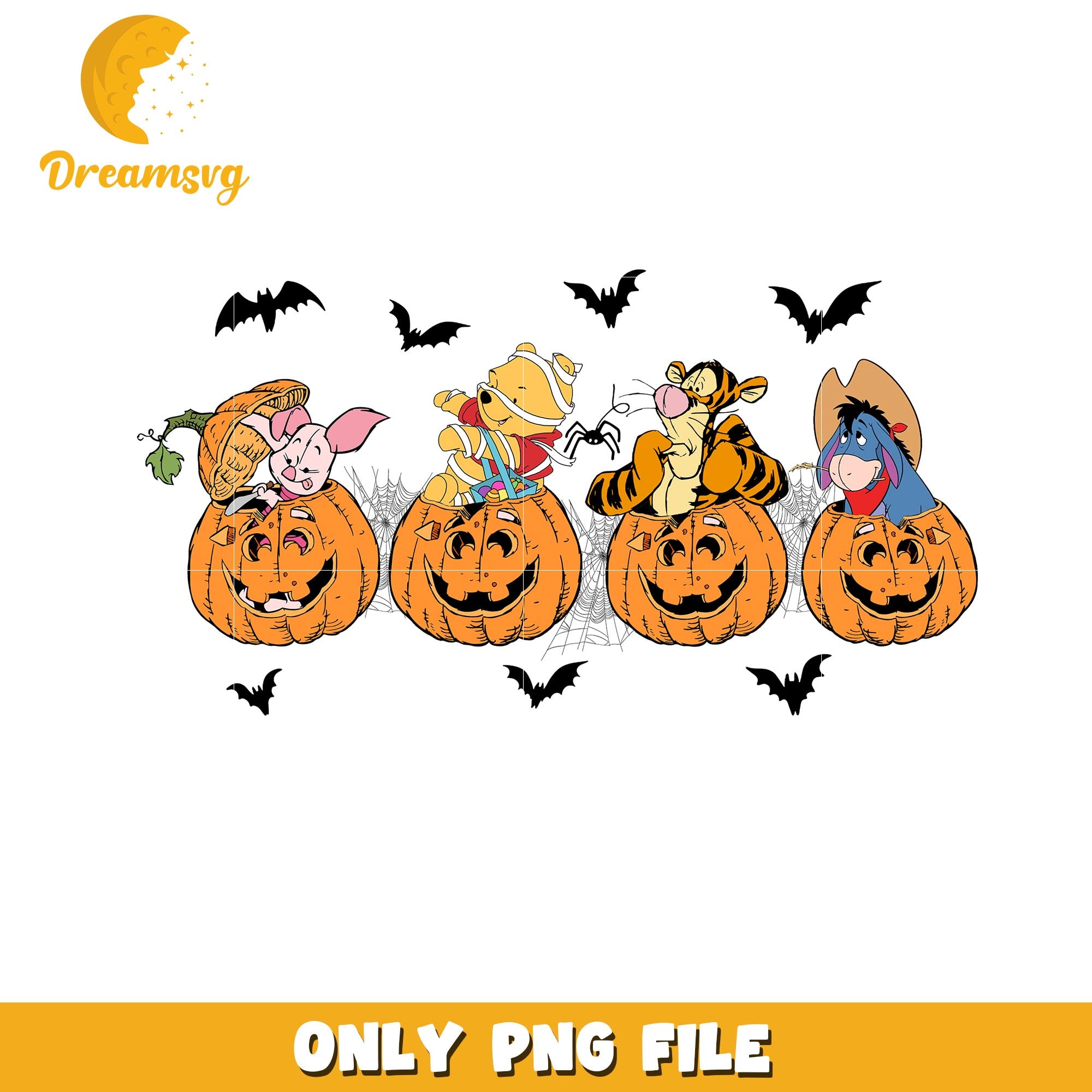 Winne the Pooh halloween pumpkin png, Disney cartoon halloween friends ...