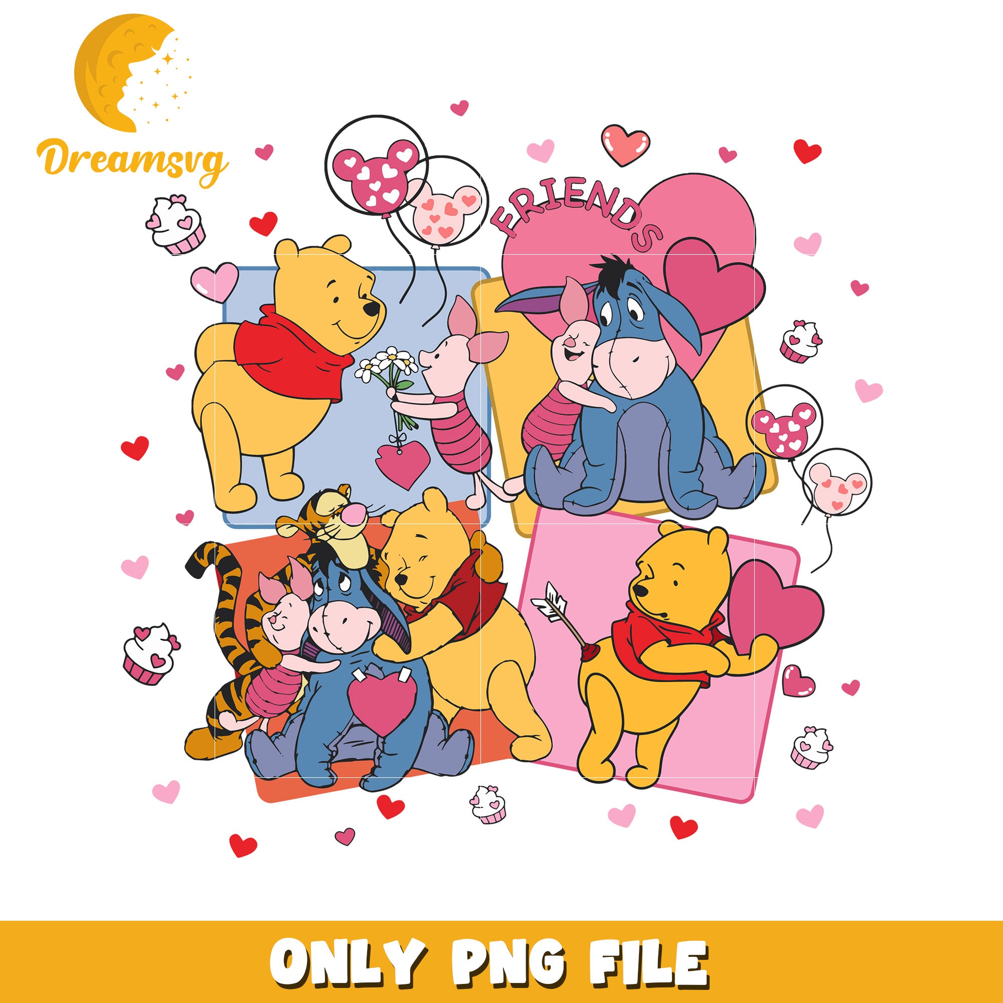 Winnie the Pooh Friends Love PNG Digital Download Art – DreamSVG Store