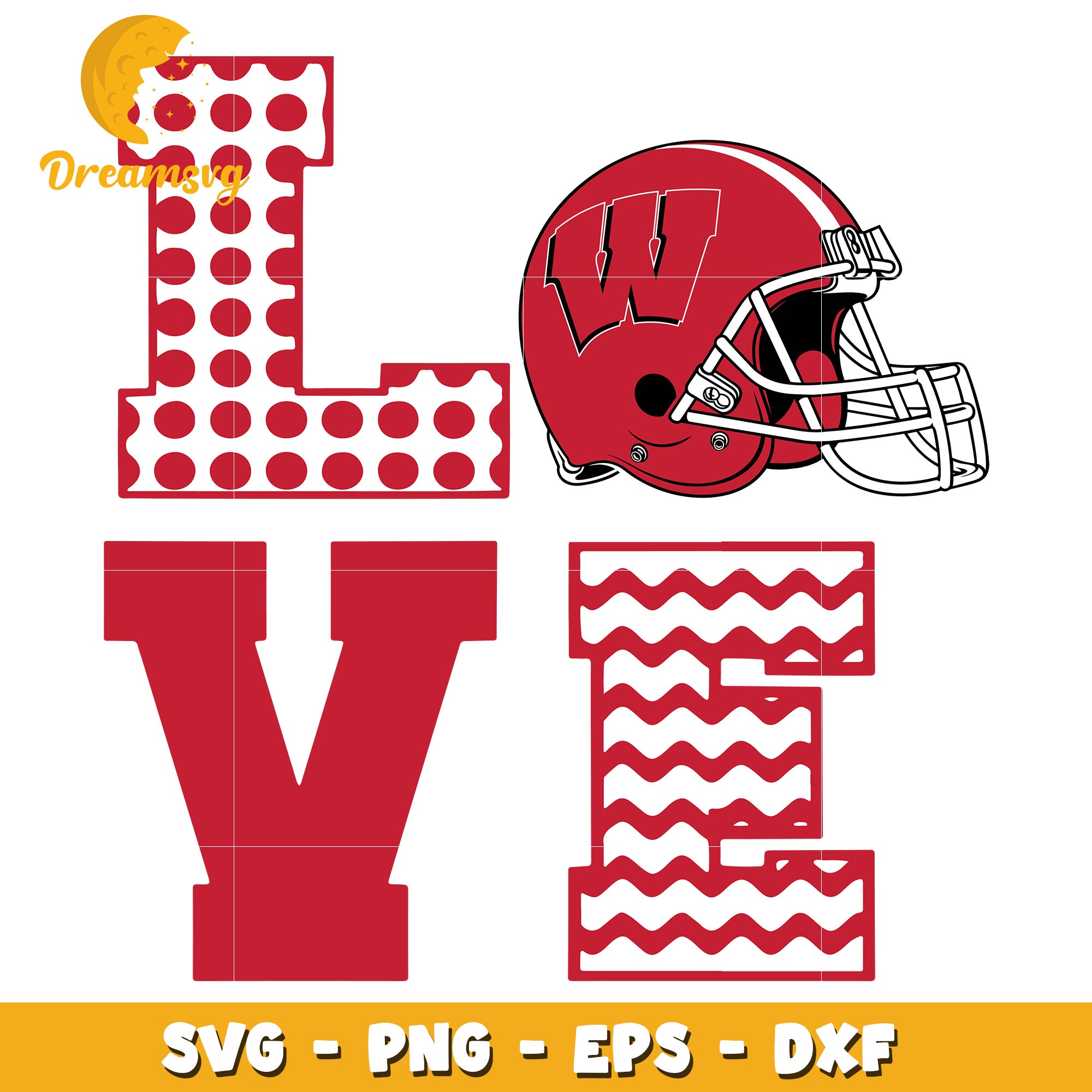 Wisconsin Football Love SVG Cut File – DreamSVG Store