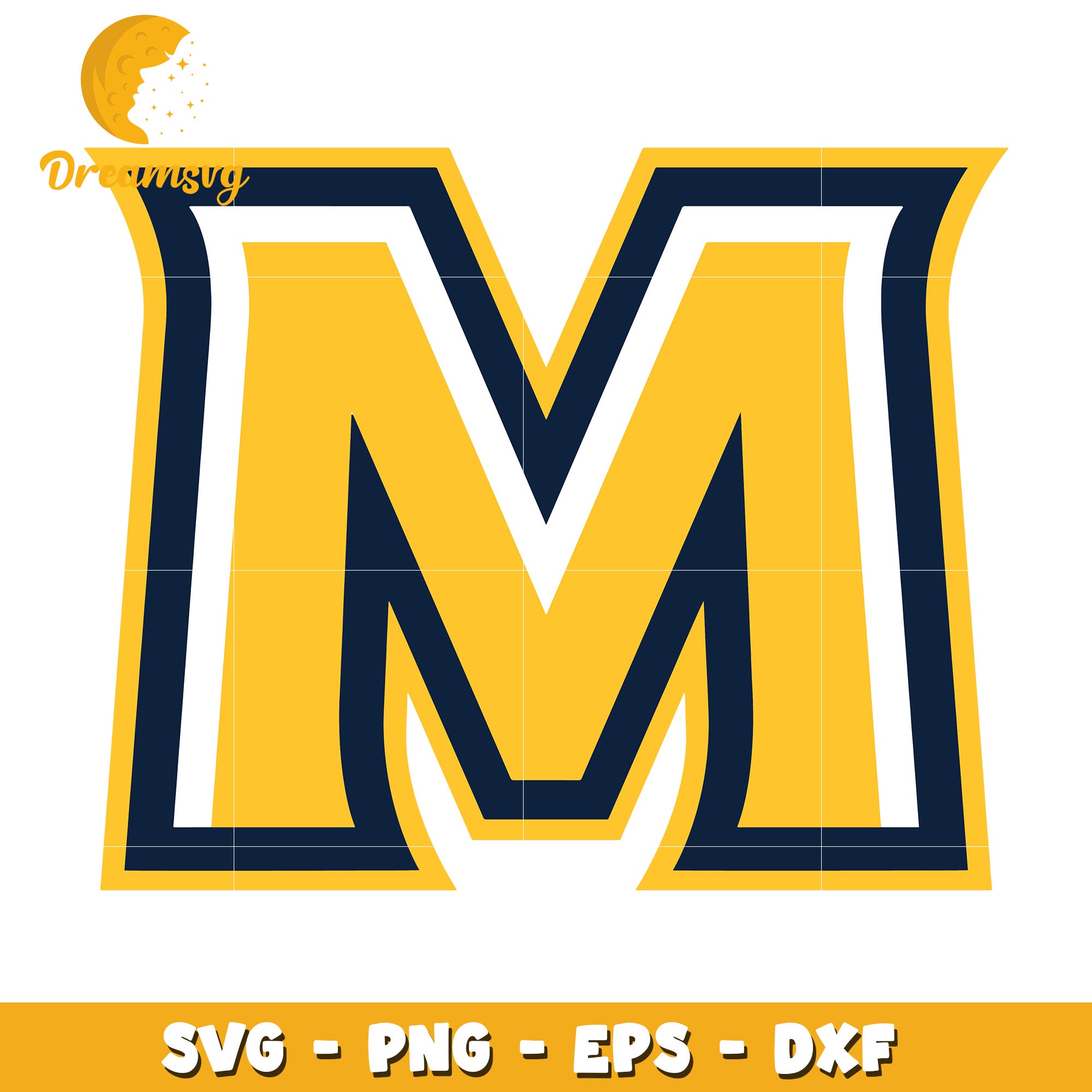 Yellow Blue Letter M SVG PNG EPS DXF – DreamSVG Store