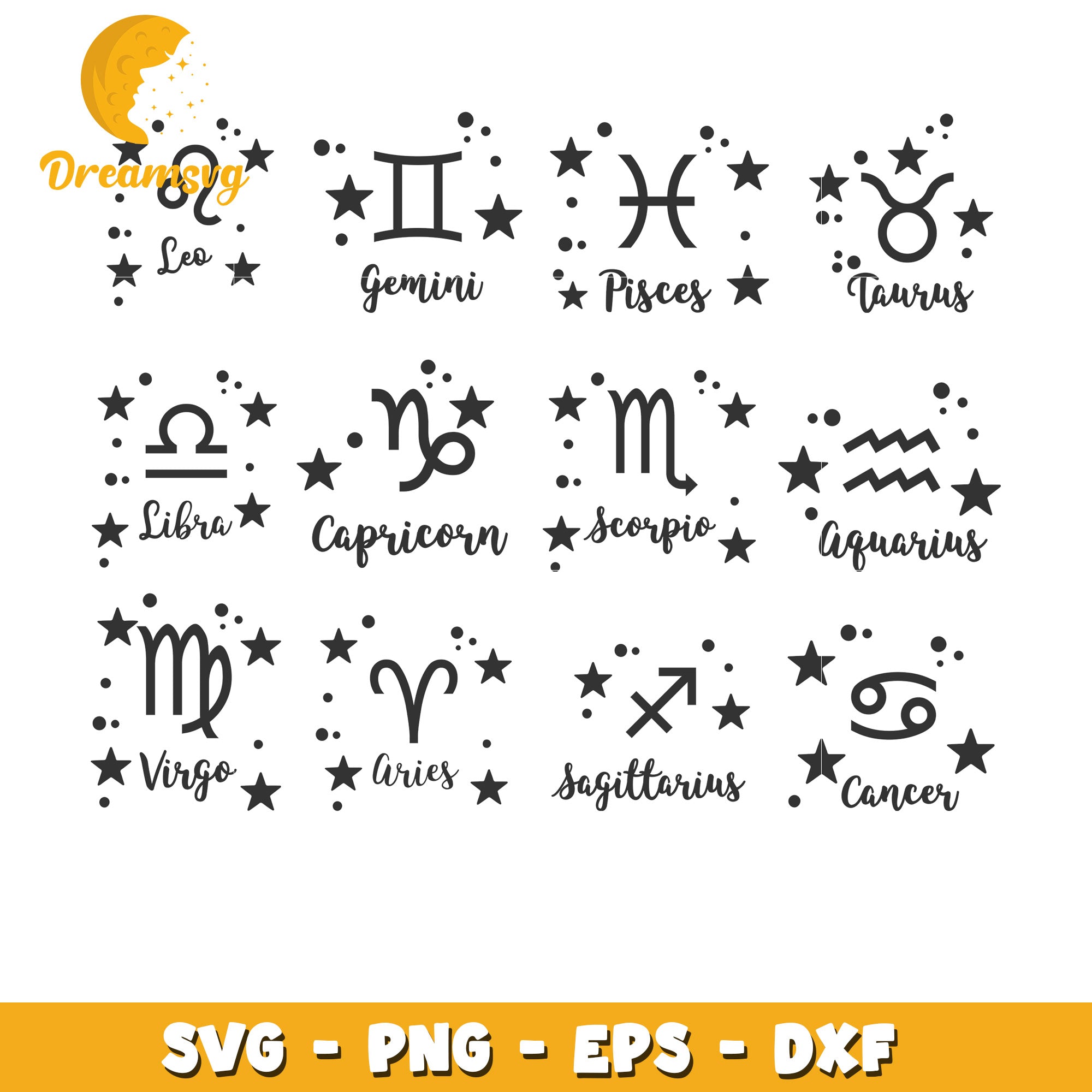 Zodiac signs logo bundle svg, Astrology svg, horoscope svg – DreamSVG Store