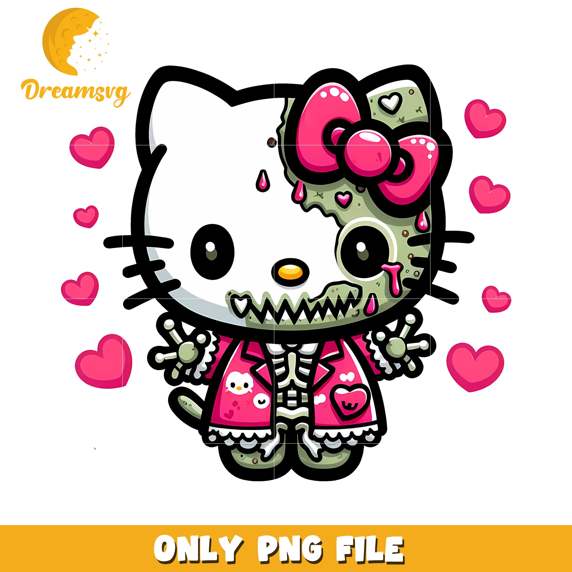 Zombie Hello Kitty PNG Cute Kawaii Design – DreamSVG Store