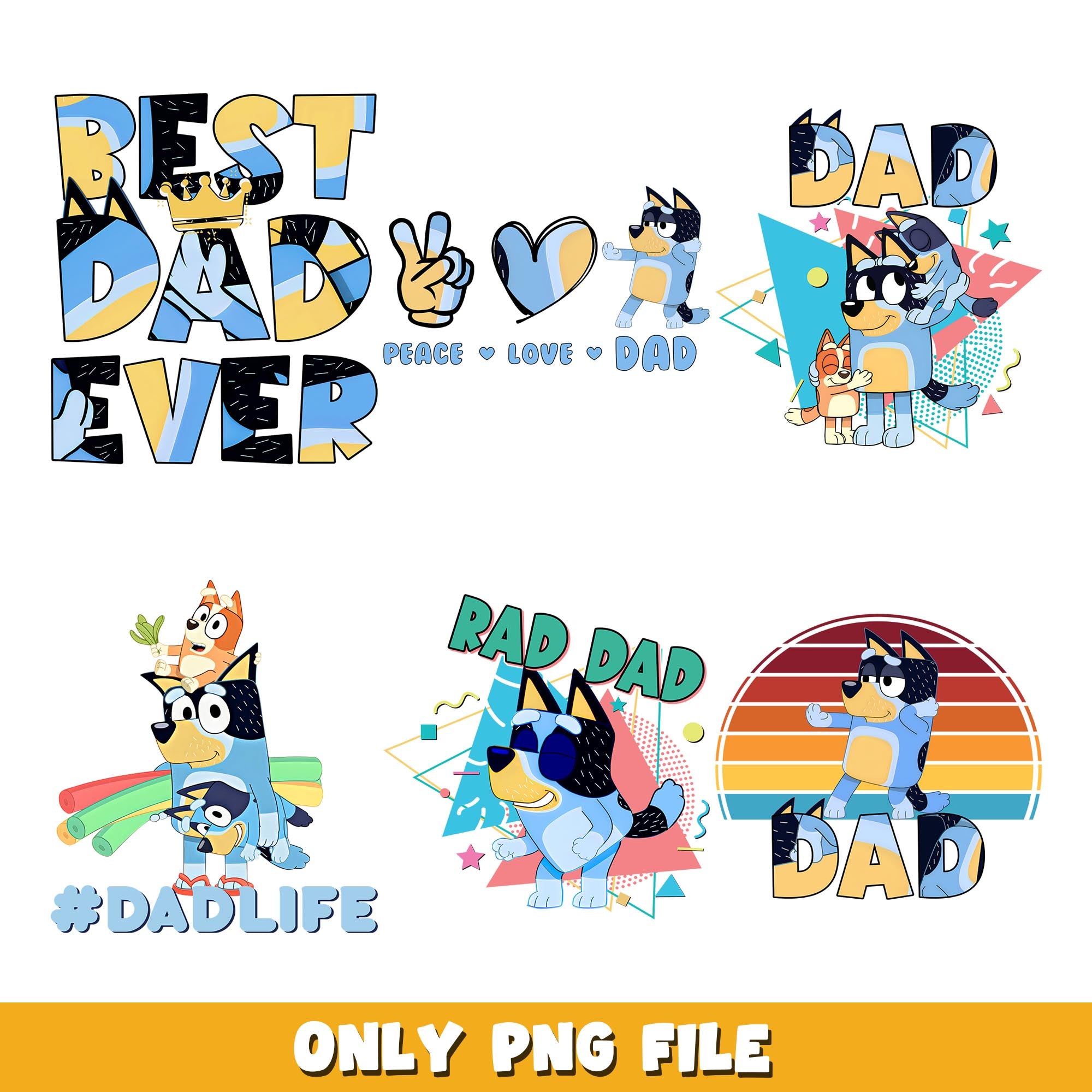 Dad and bluey bingo cartoon png, Bluey bundle png, cartoon png ...