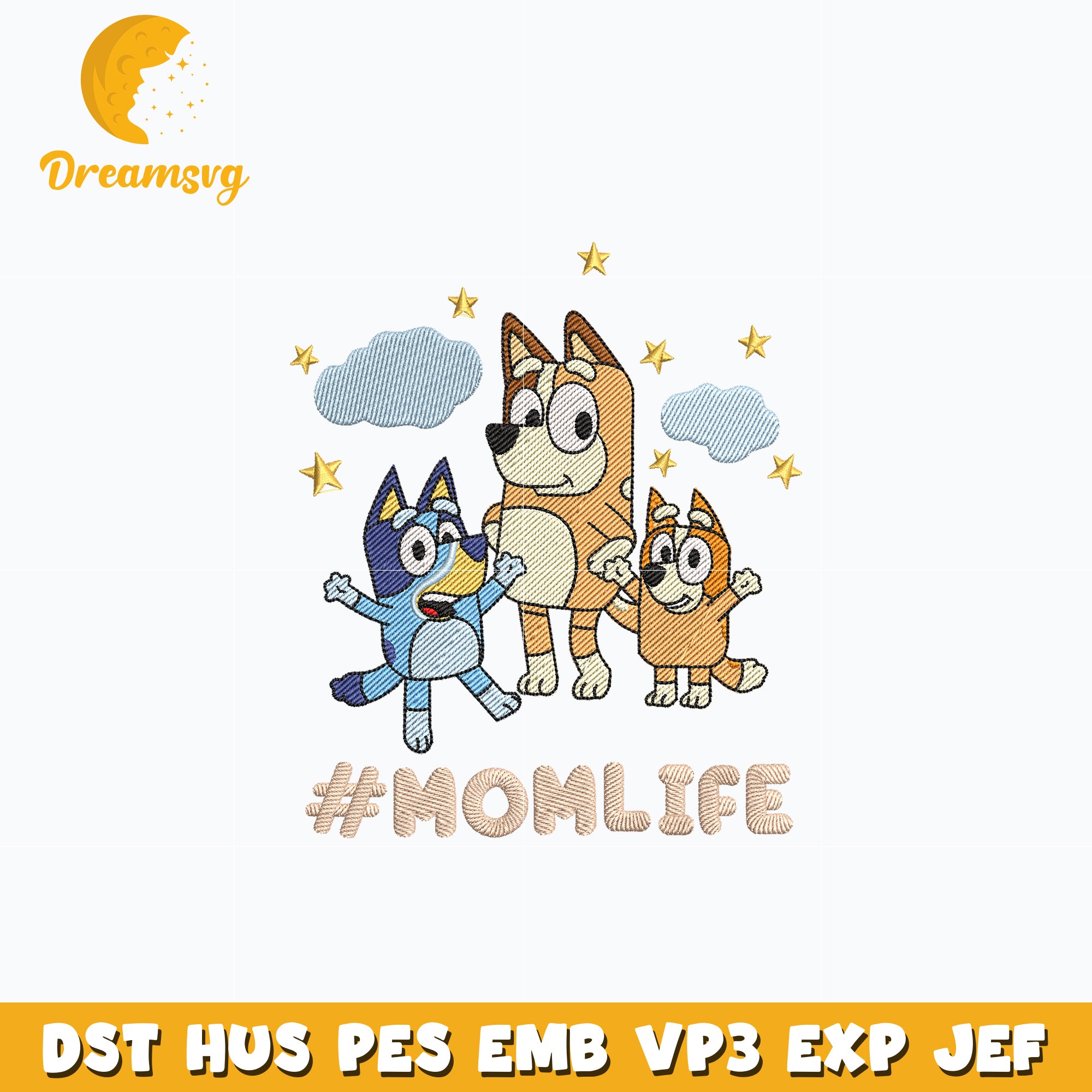 Bluey family momlife embroidery design – DreamSVG Store