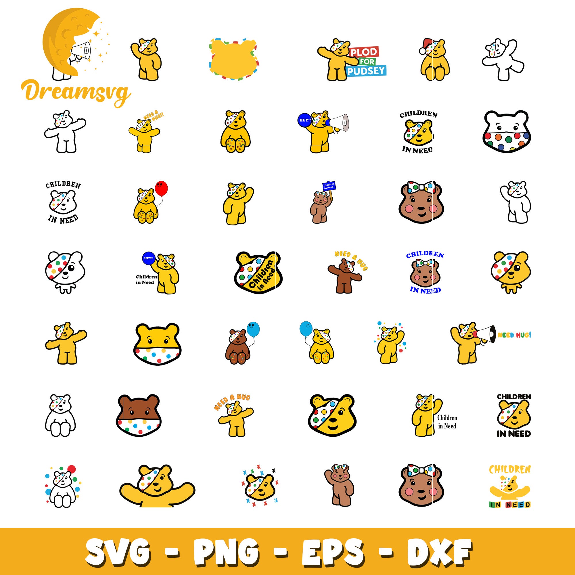 Children in need bears design svg, children in need svg – DreamSVG Store