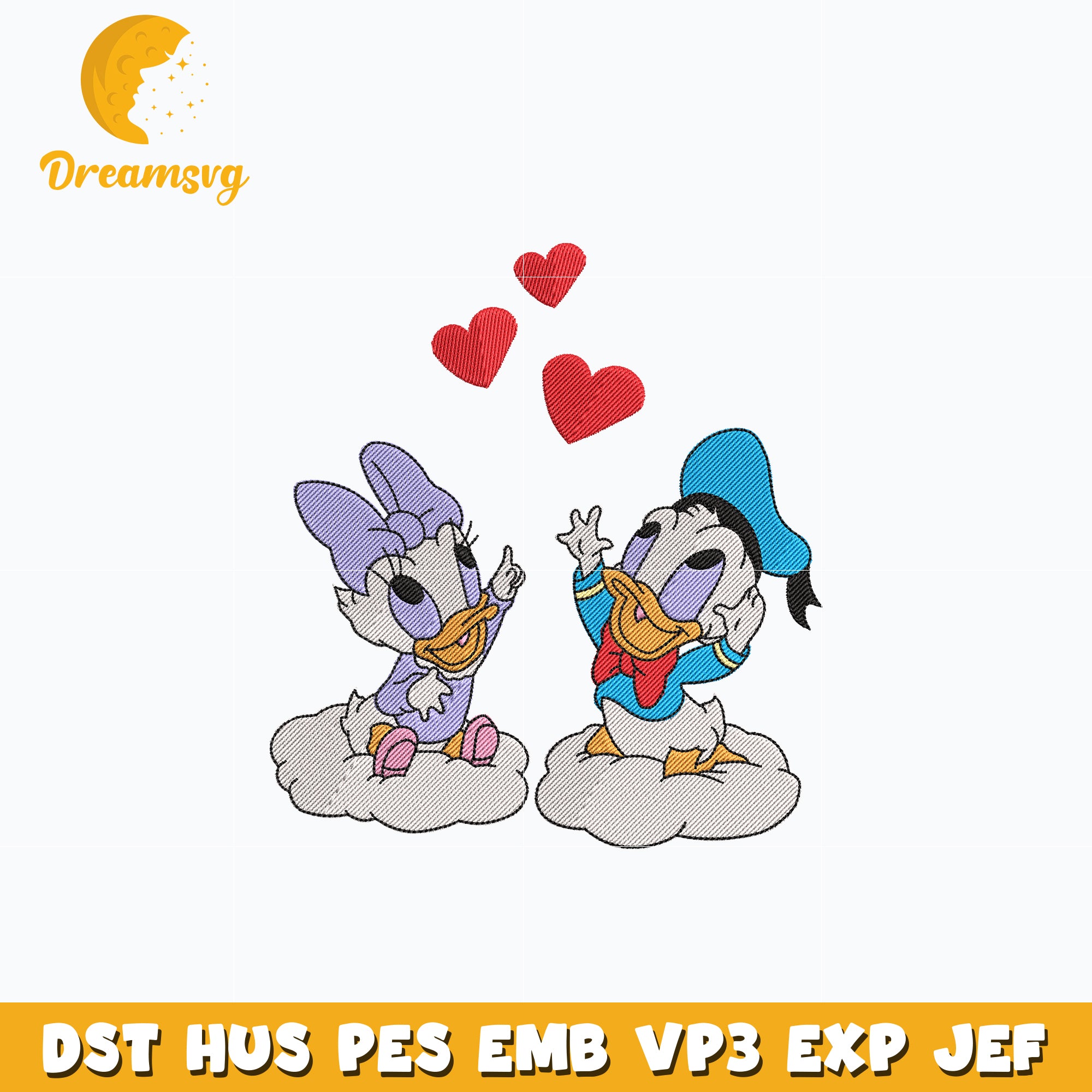 Donald Duck And Daisy Love embroidery design – DreamSVG Store