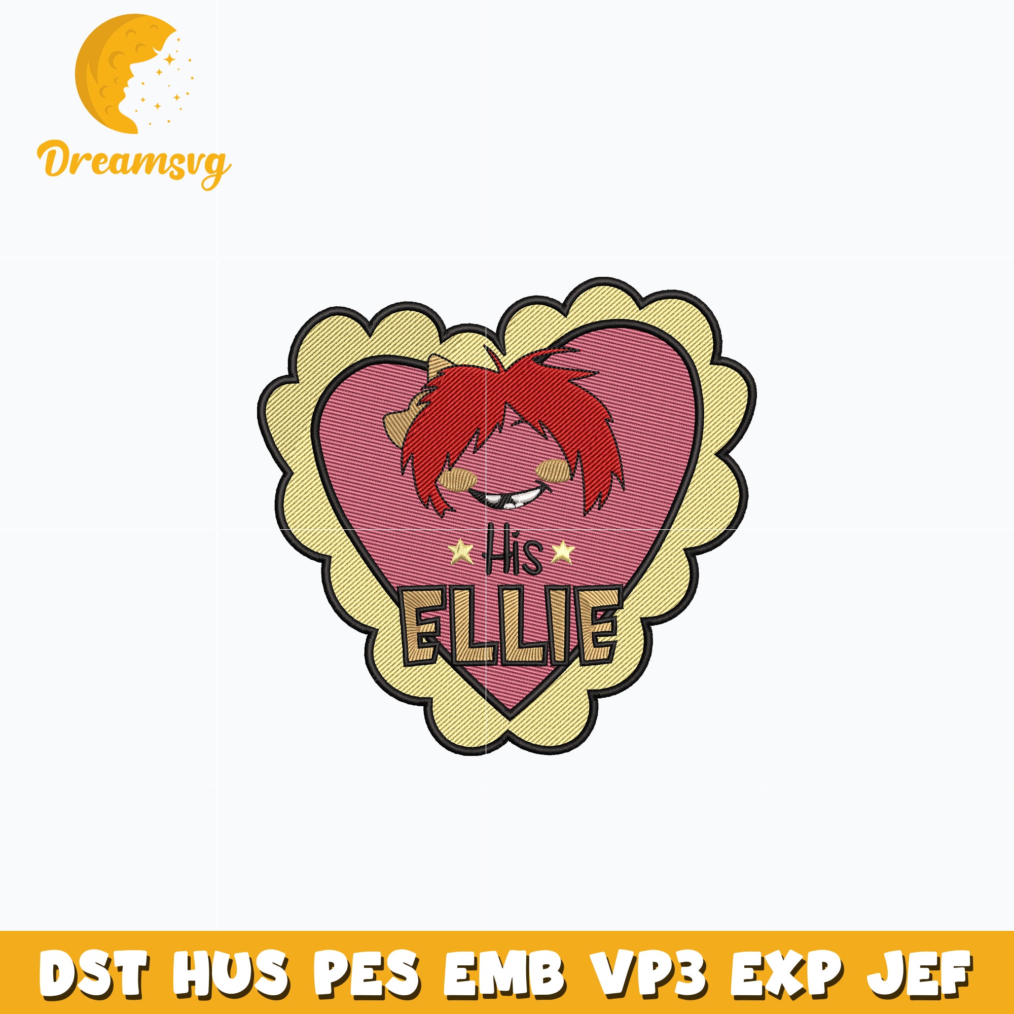 His ellie heart embroidery design – DreamSVG Store