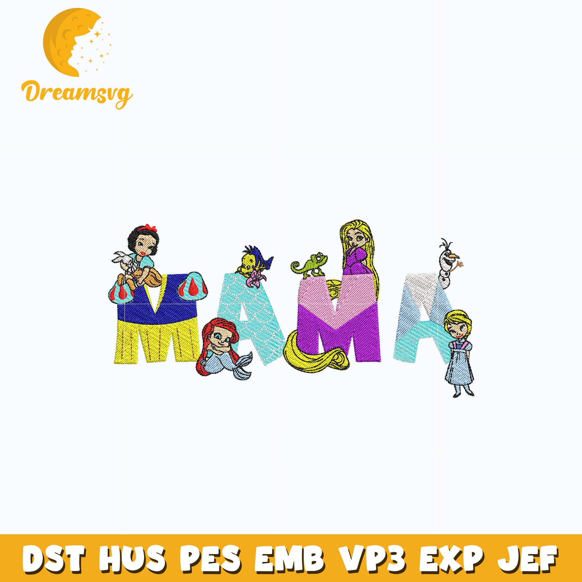 Disney Princess Mama Embroidery Design Dreamsvg Store
