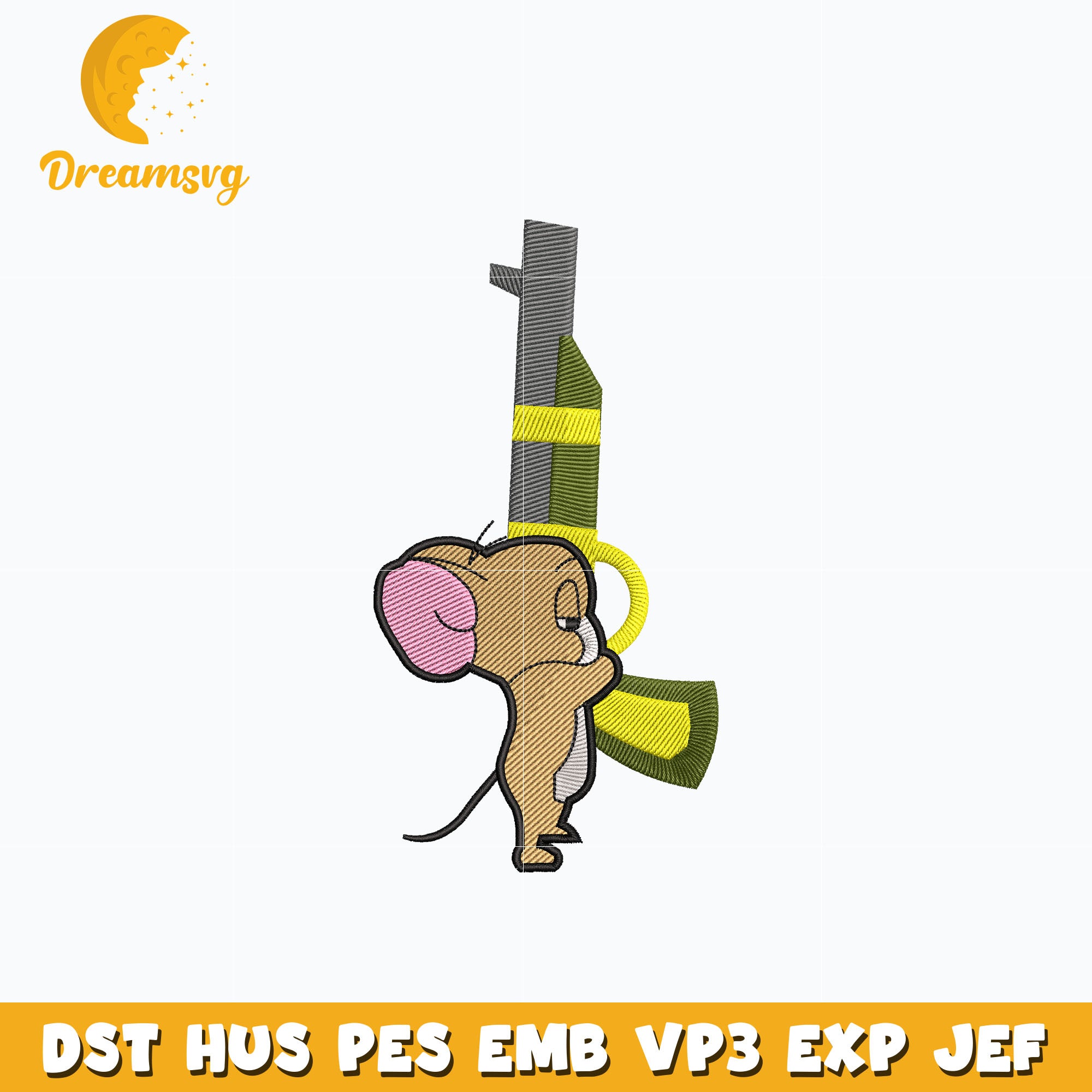 Jerry and gun embroidery design – DreamSVG Store
