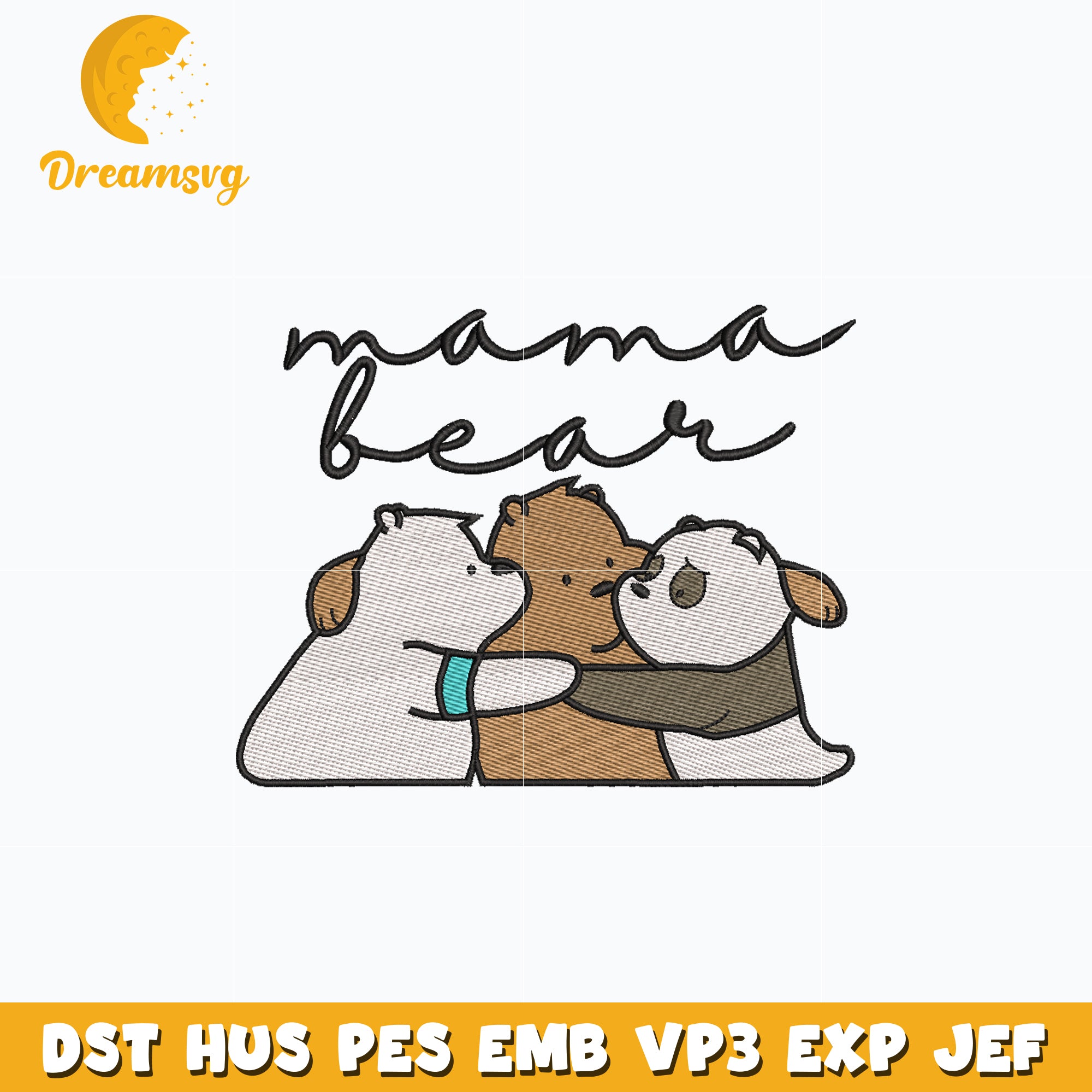 We Bare Bears embroidery design, Mama bear embroidery – DreamSVG Store