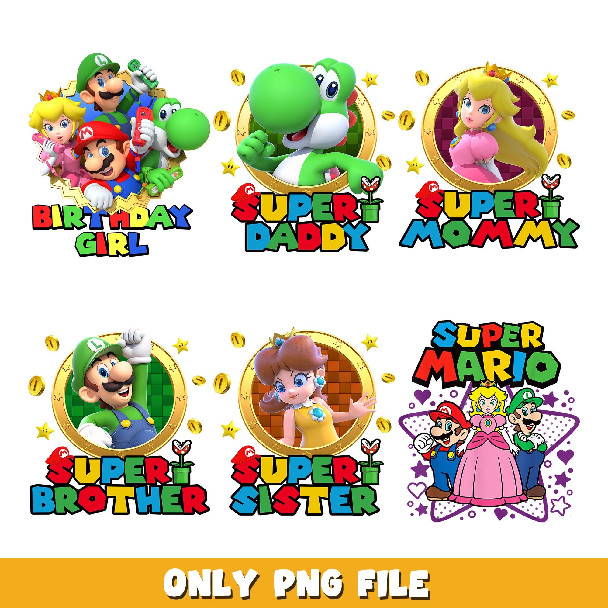 Super Mario family members png, Super Mario bundle png, cartoon png ...