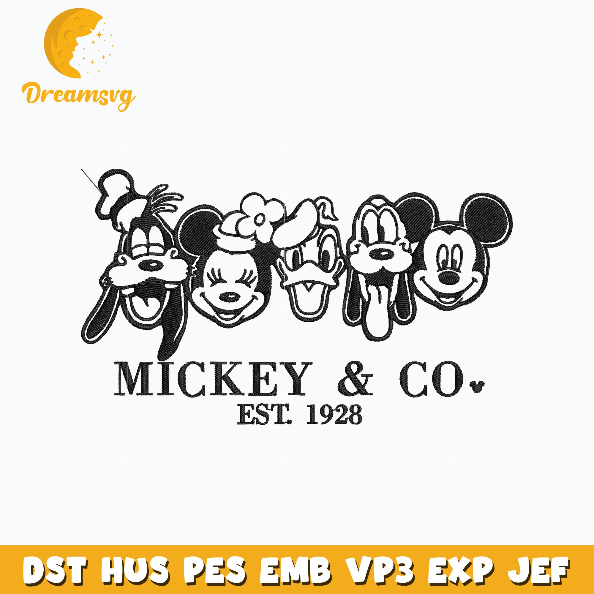 Mickey mouse co friends est 1928 embroidery – DreamSVG Store