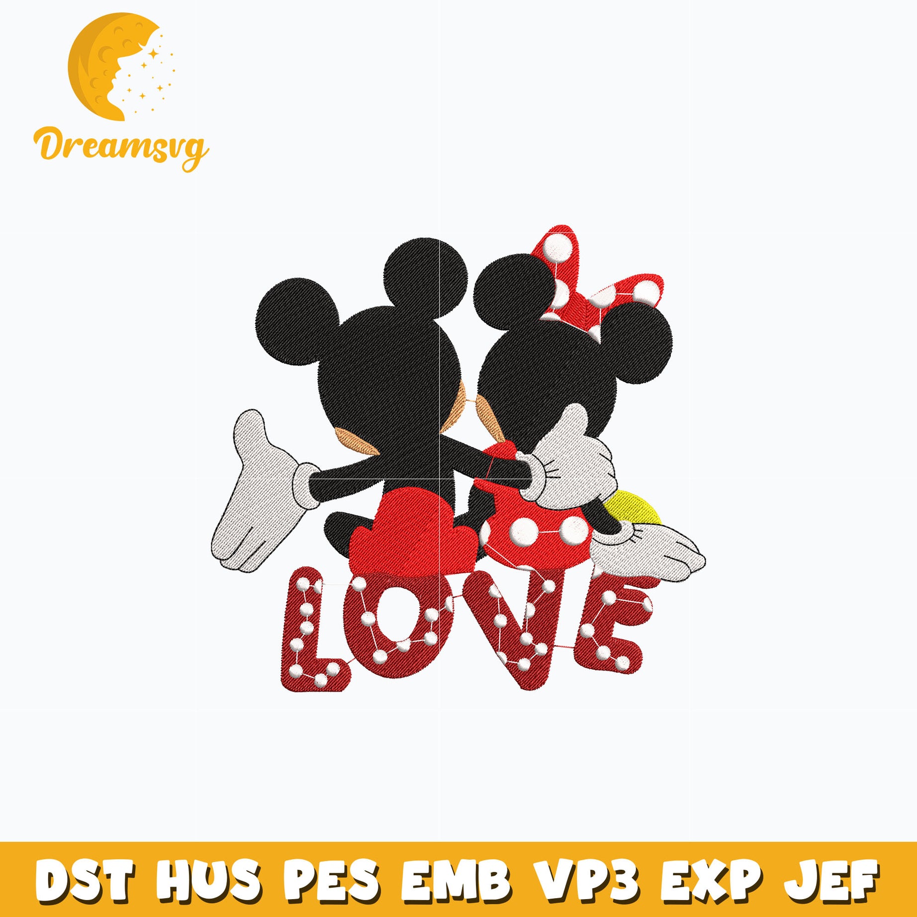 Mickey And Minnie Mouse Love Embroidery Dreamsvg Store