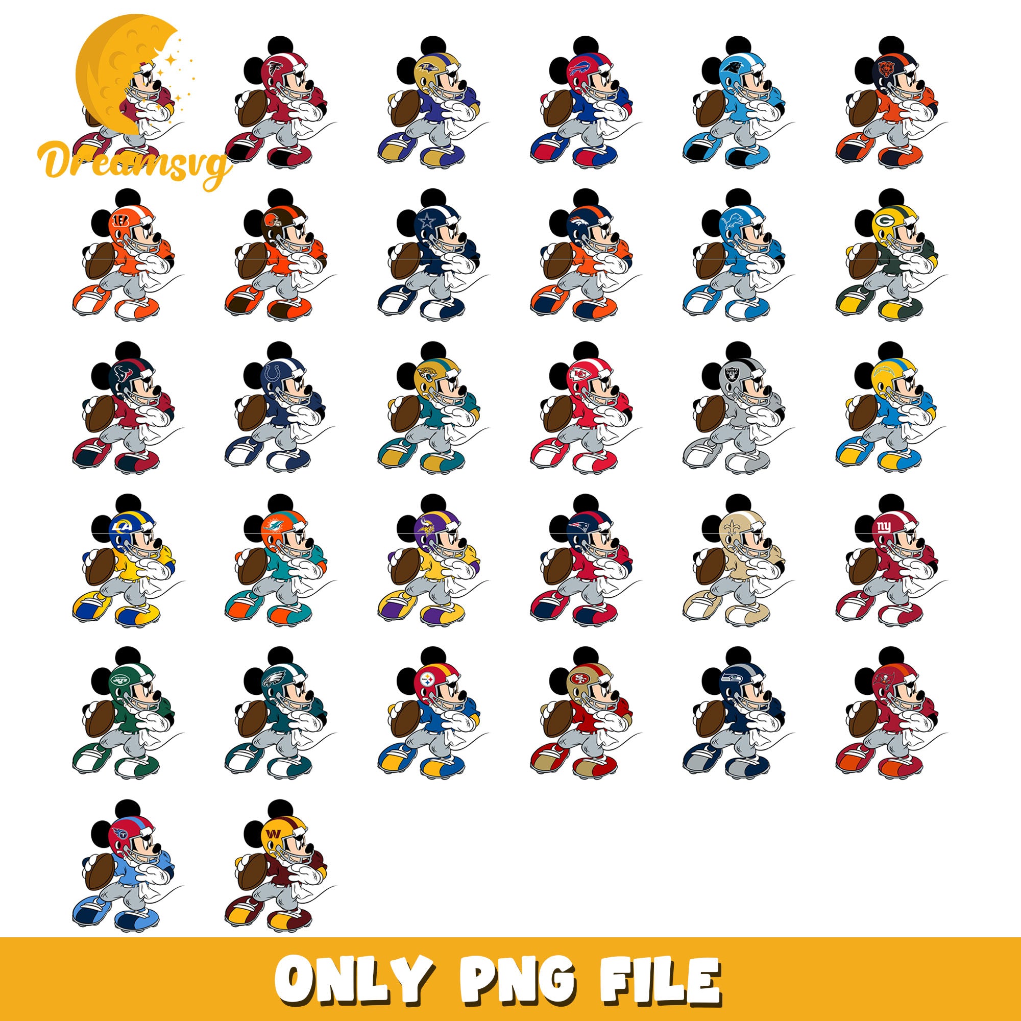 Mickey mouse nfl teams bundle png, nfl teams png, nfl png – DreamSVG Store