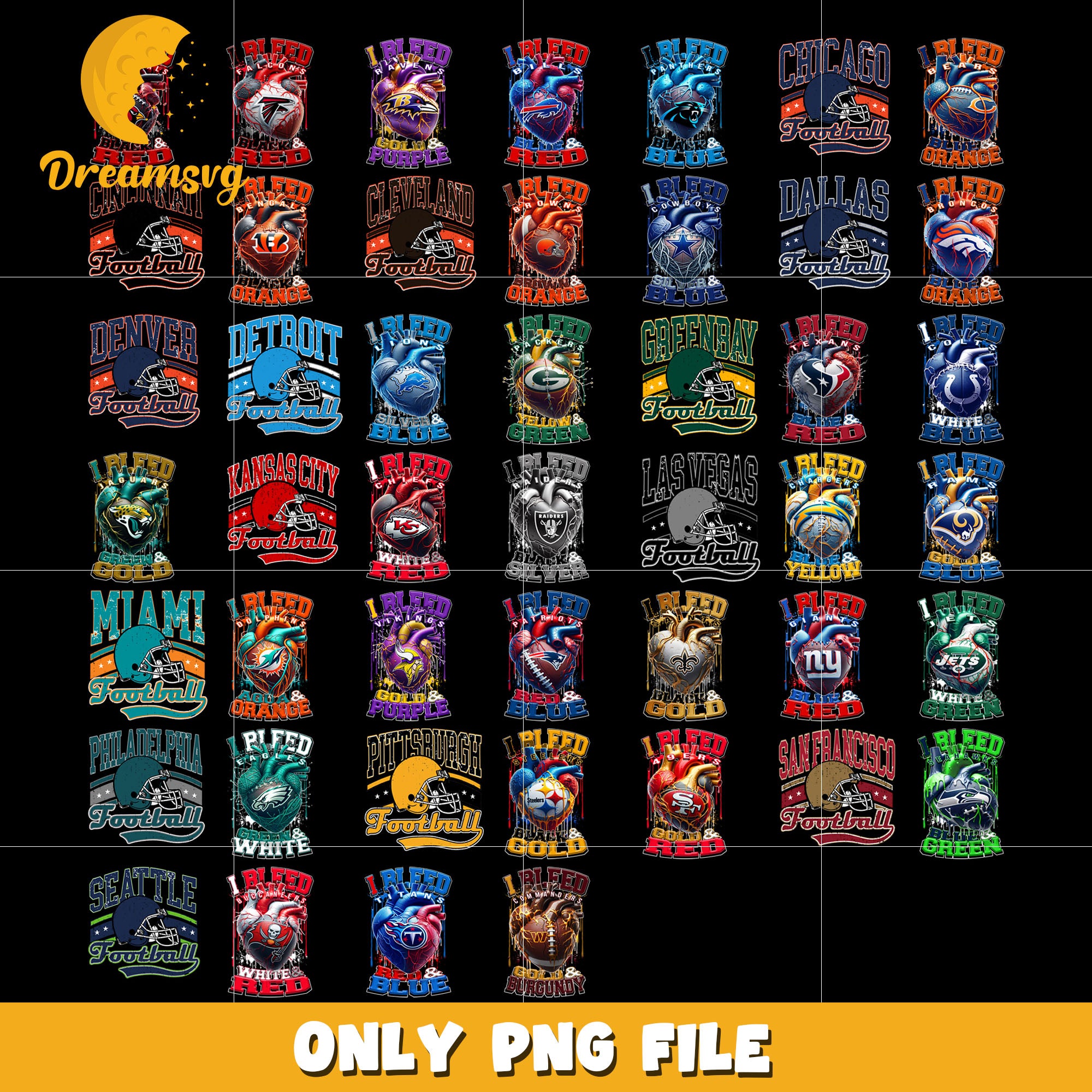 Logo nfl team design bundle png, logo design png, nfl png – DreamSVG Store