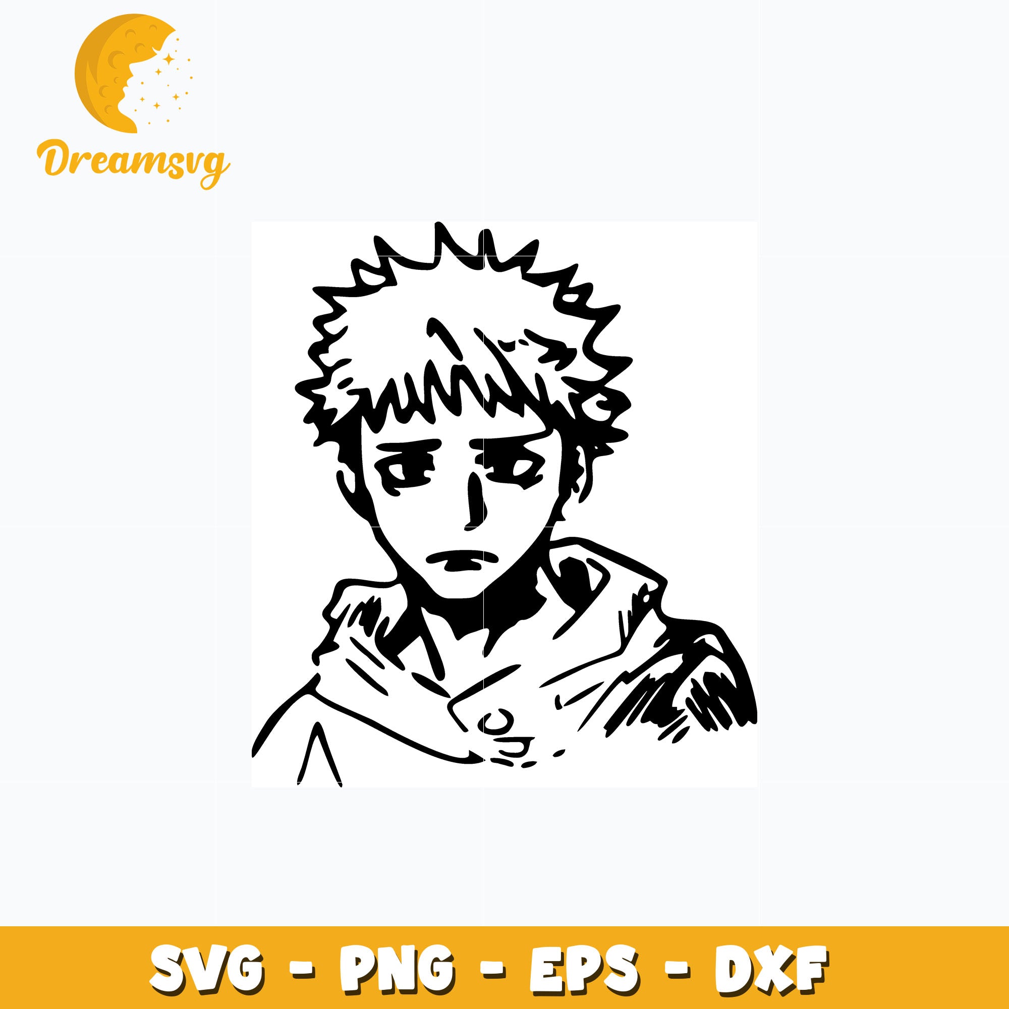 Yuji sad black white design svg, anime svg, Jujutsu kaisen svg ...