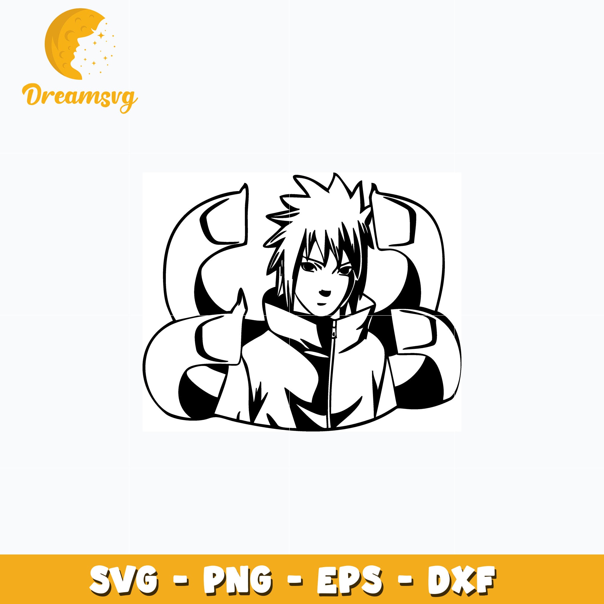 Sasuke shippuden black white svg, anime svg, Naruto svg – DreamSVG Store