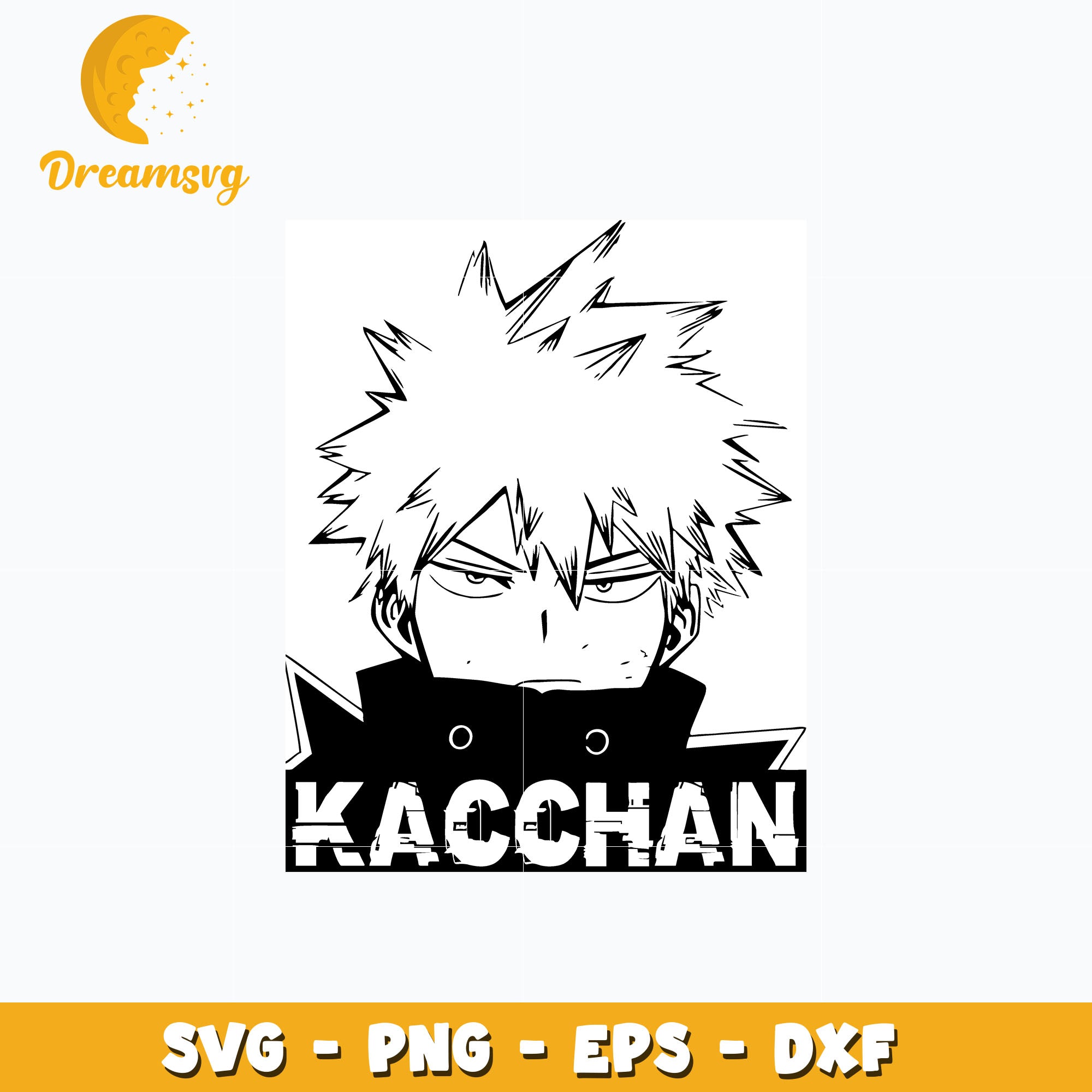 Kacchan black white design svg, anime svg, My hero academia svg ...