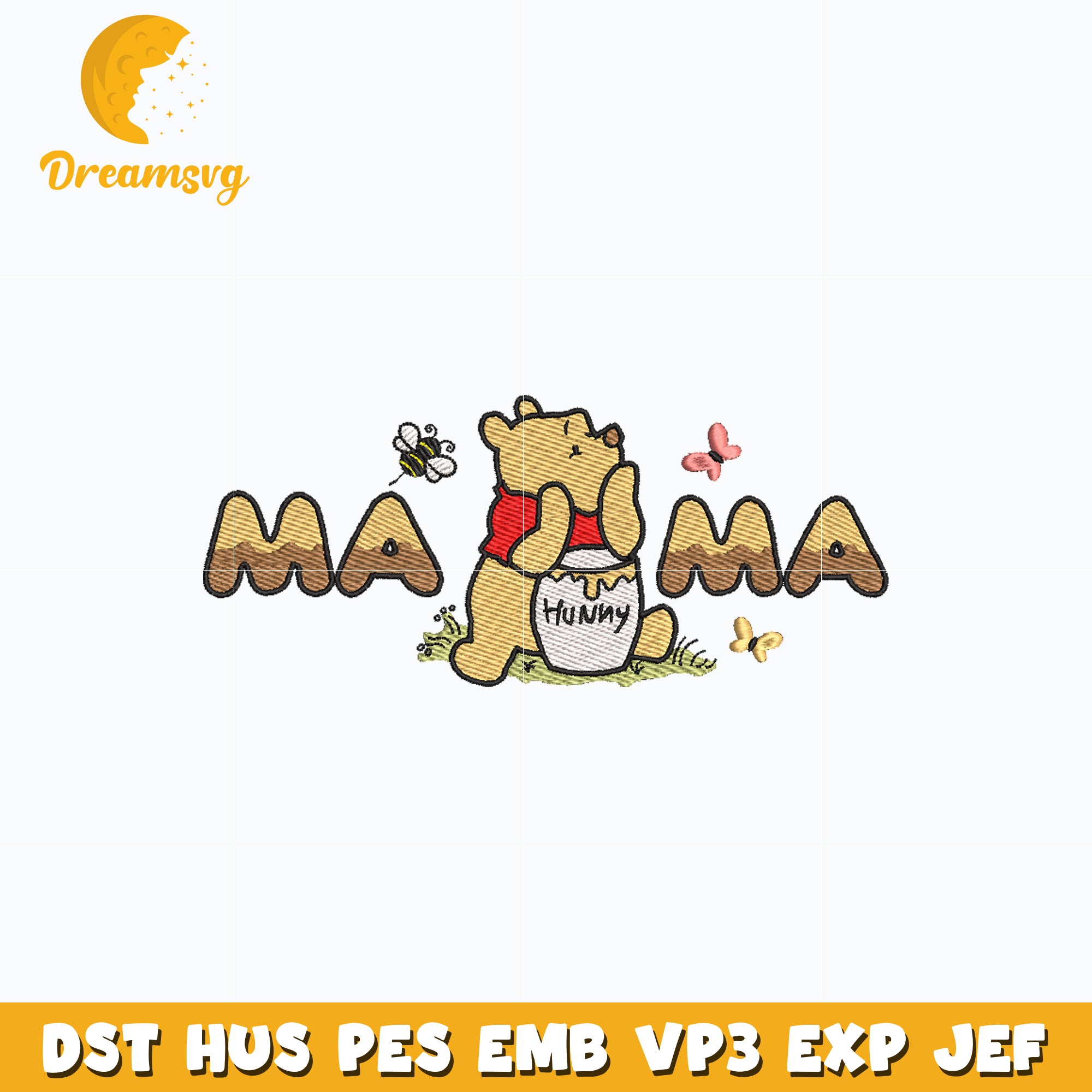 Winnie the pooh Mama cartoon embroidery design – DreamSVG Store