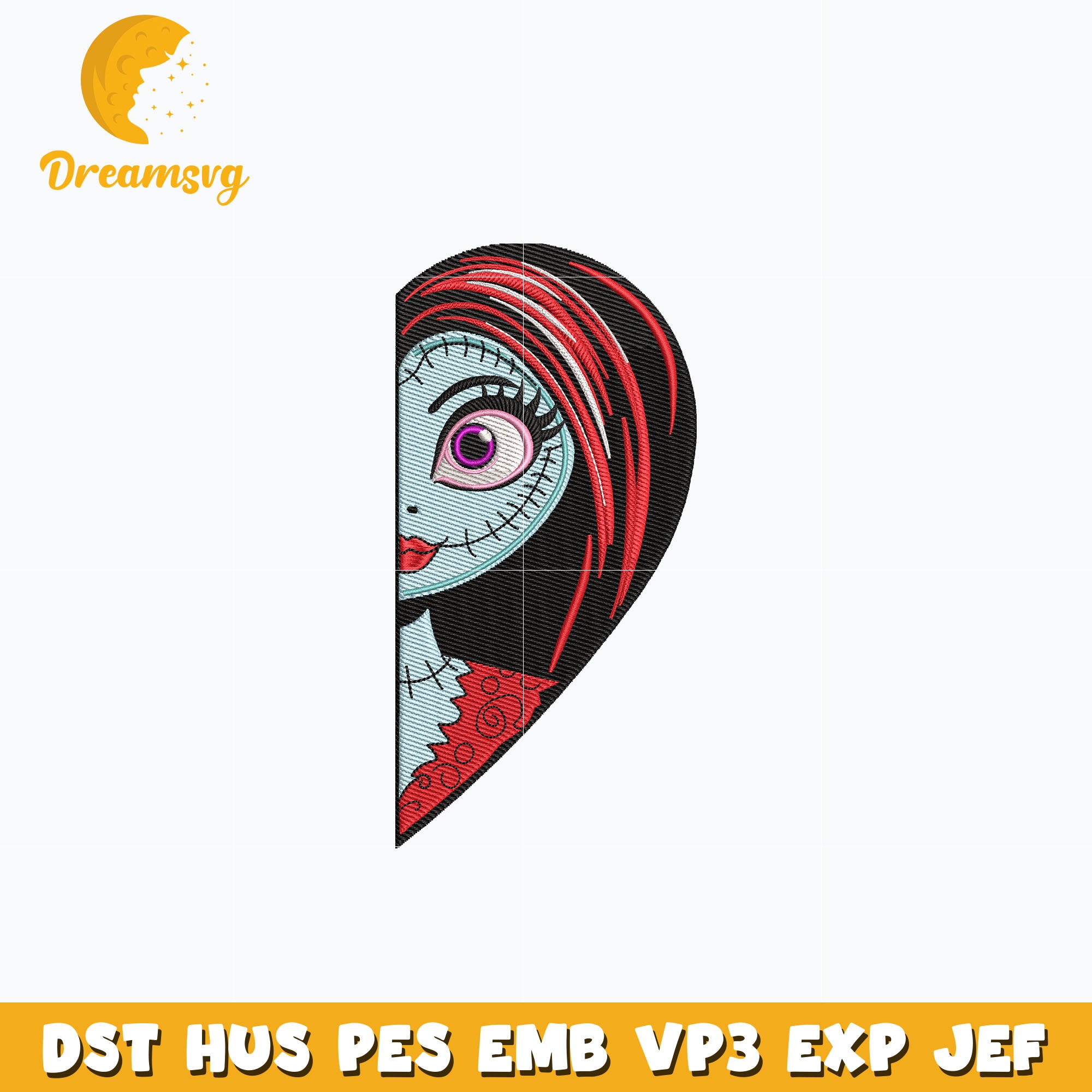 Sally half heart embroidery design – DreamSVG Store