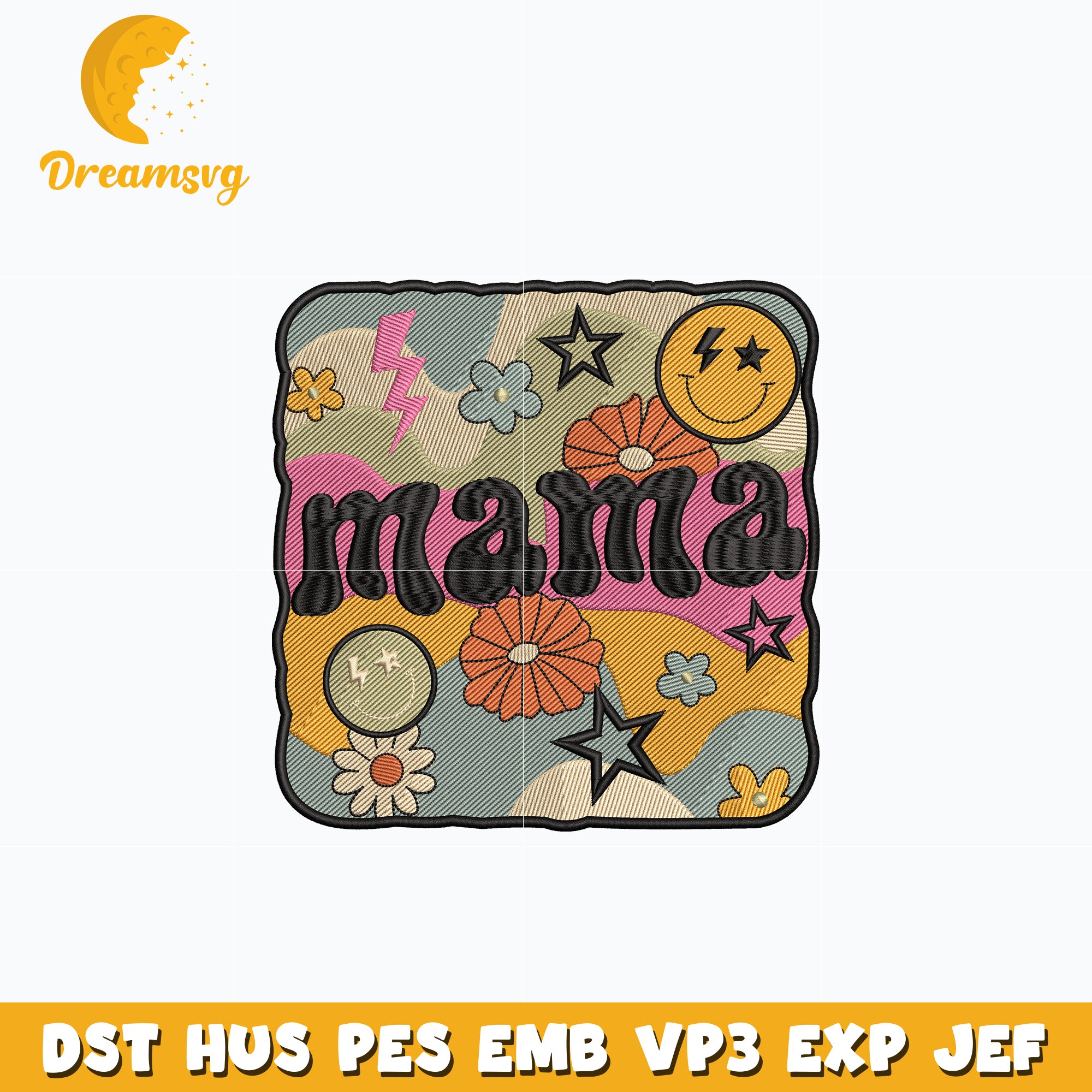 Smile icon mama embroidery design – DreamSVG Store