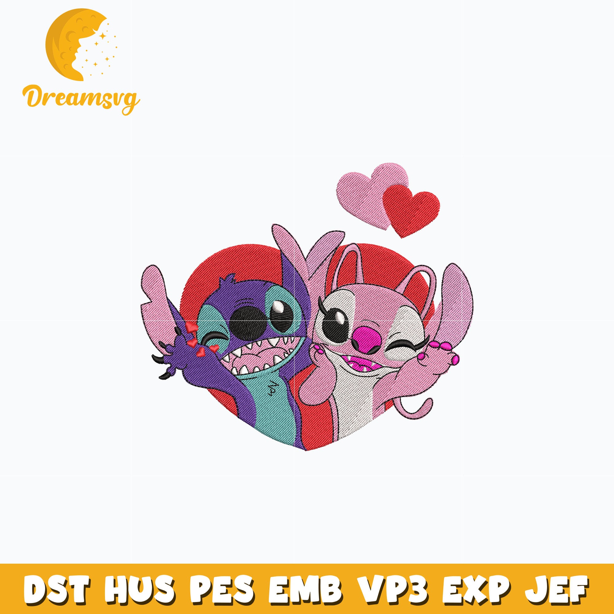 Stitch couple love embroidery design – DreamSVG Store